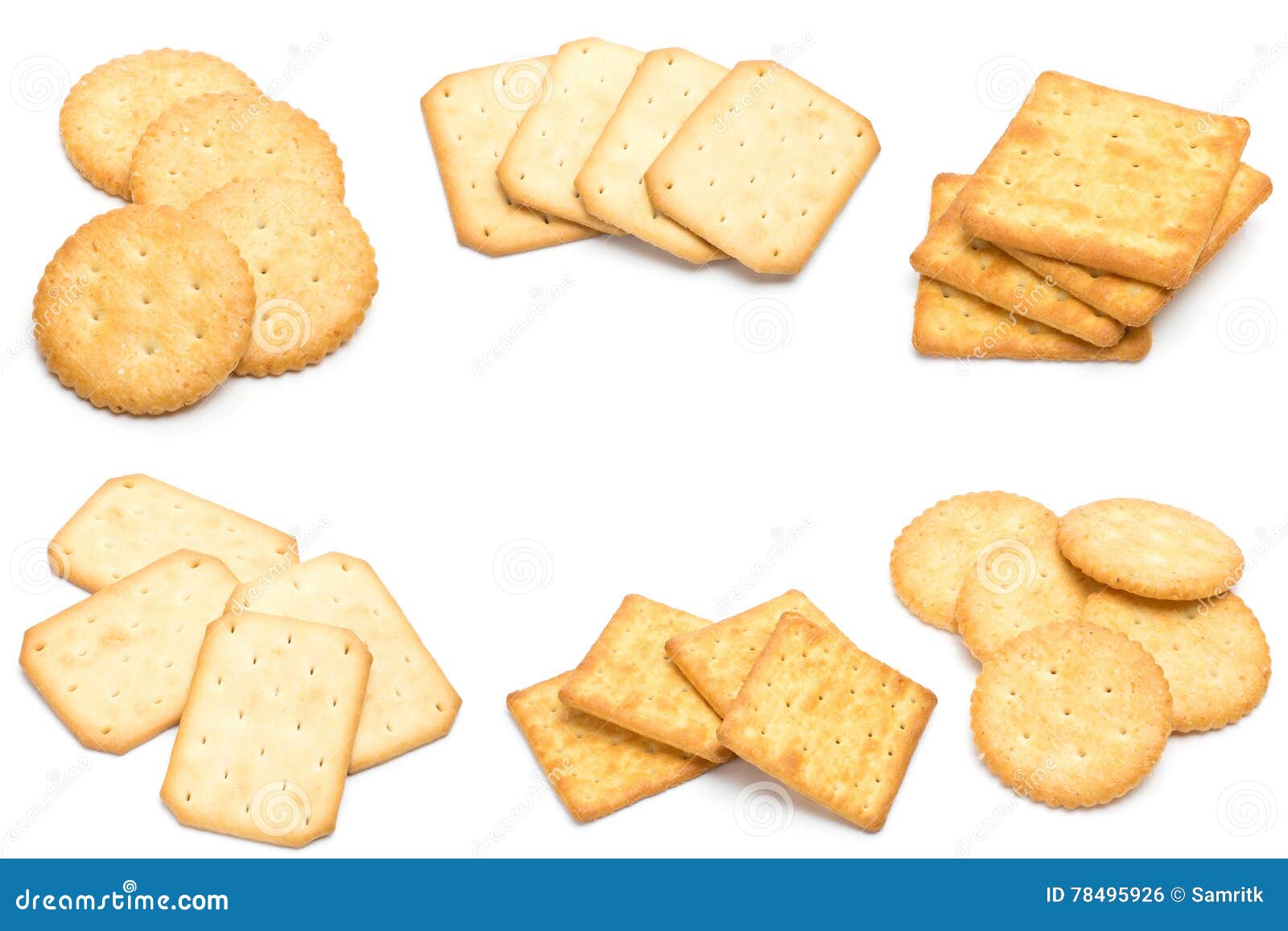 Crackers Isolated Over White Background Stock Photo - Image of group ...