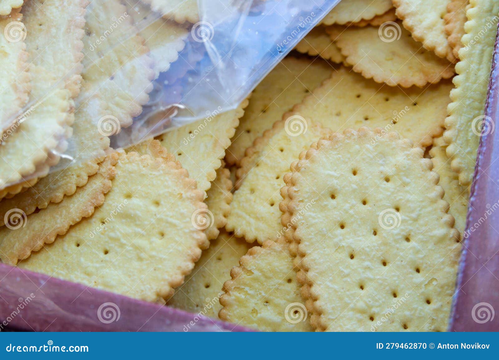 Crackers in open packaging stock photo. Image of closeup - 279462870