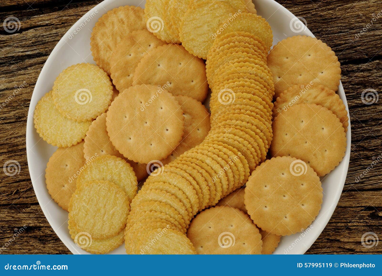 Crackers on plate stock image. Image of crackers, snack - 57995119