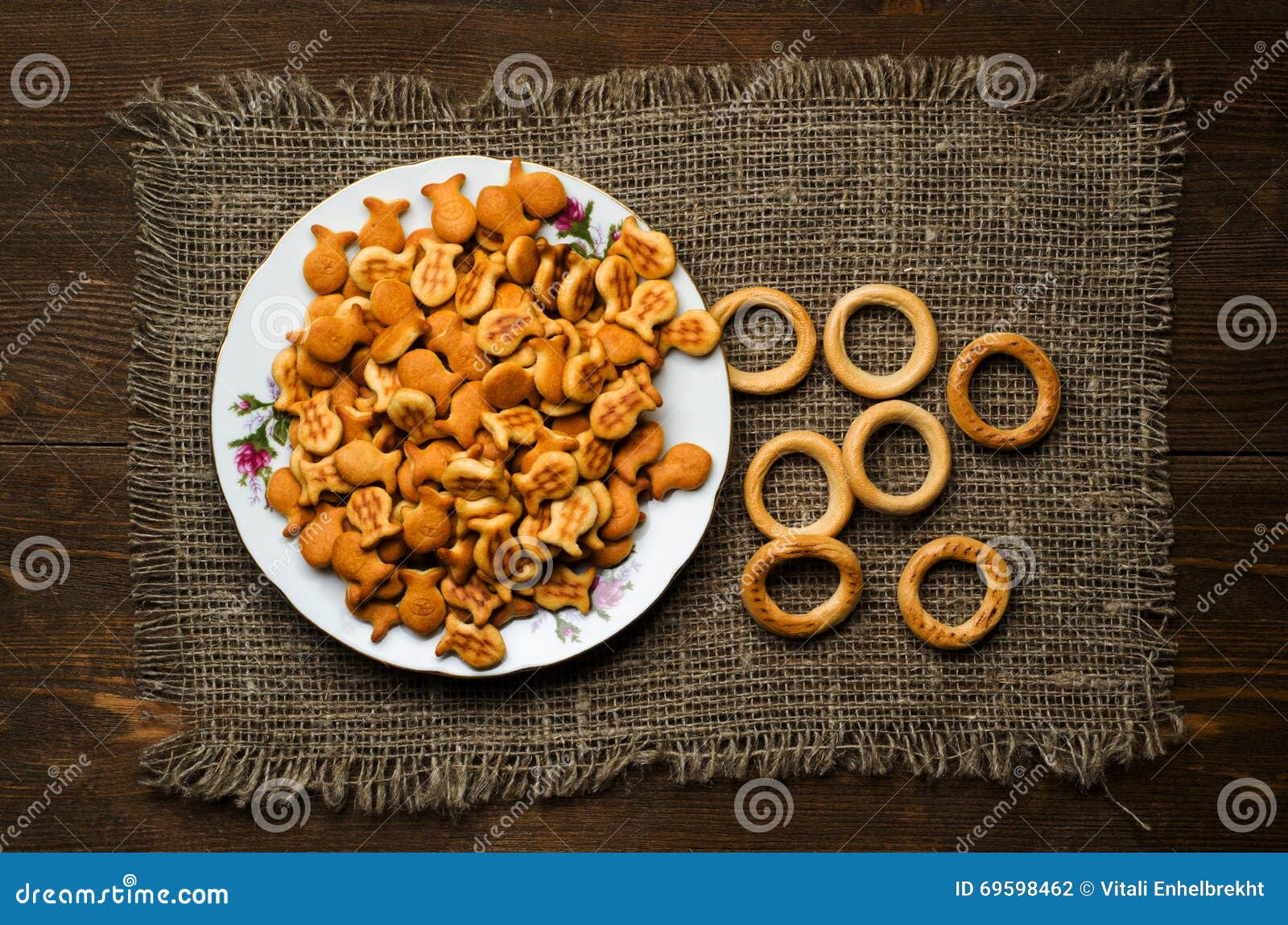 Crackers on a Wooden Table. Stock Photo - Image of cracker, dinner ...