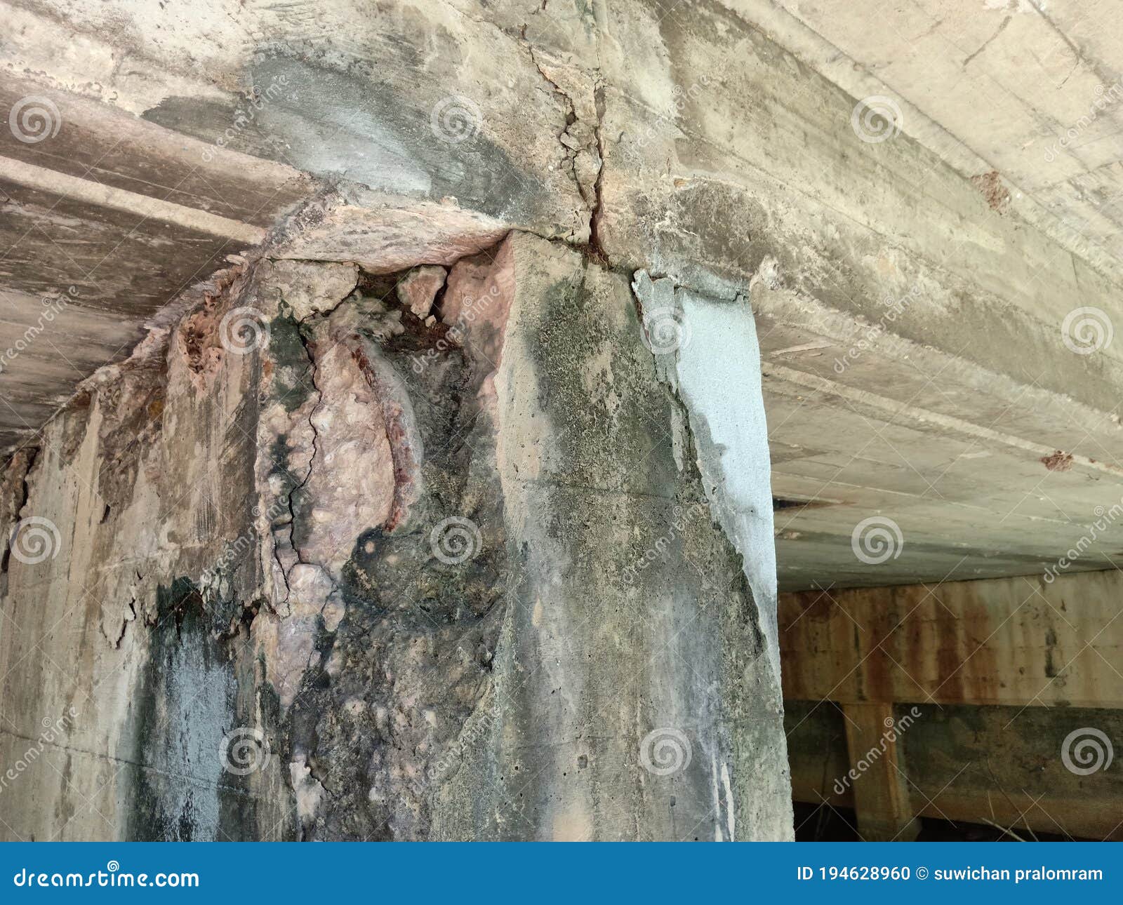 Concrete Cracking Under the Bridge Stock Photo - Image of covering ...