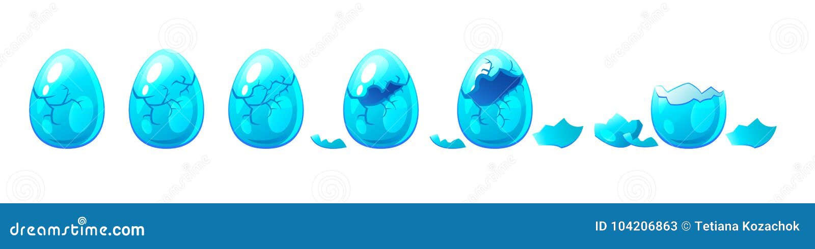 Eggshell Cracking Stages. Egg Breaking Sequence, Steps Realistic ...