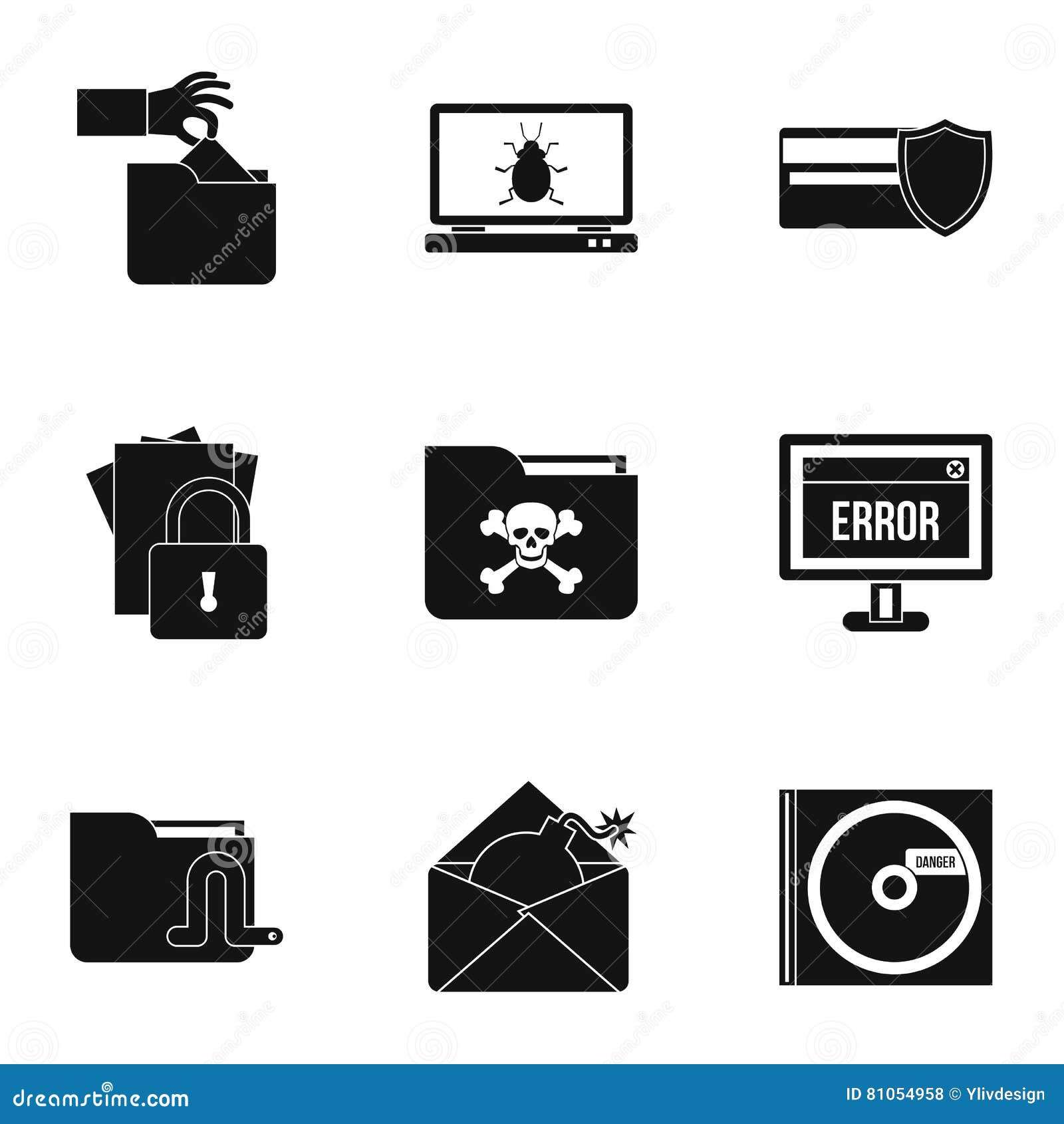 Cracking Icons Set, Simple Style Stock Vector - Illustration of fraud ...
