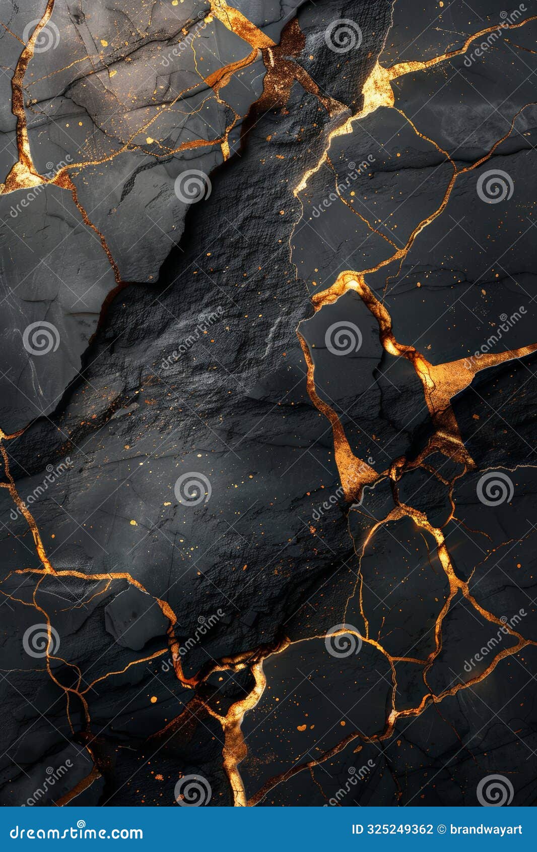 Crackled Black Marble with Golden Veins Stock Illustration ...