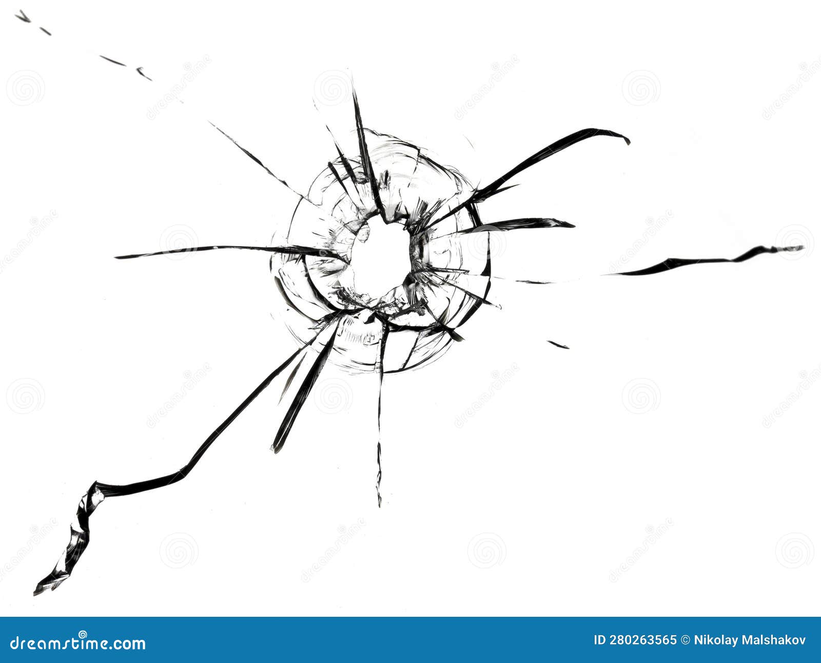 Cracks on the Glass from Gunshots. Broken Window Texture. Stock Image ...