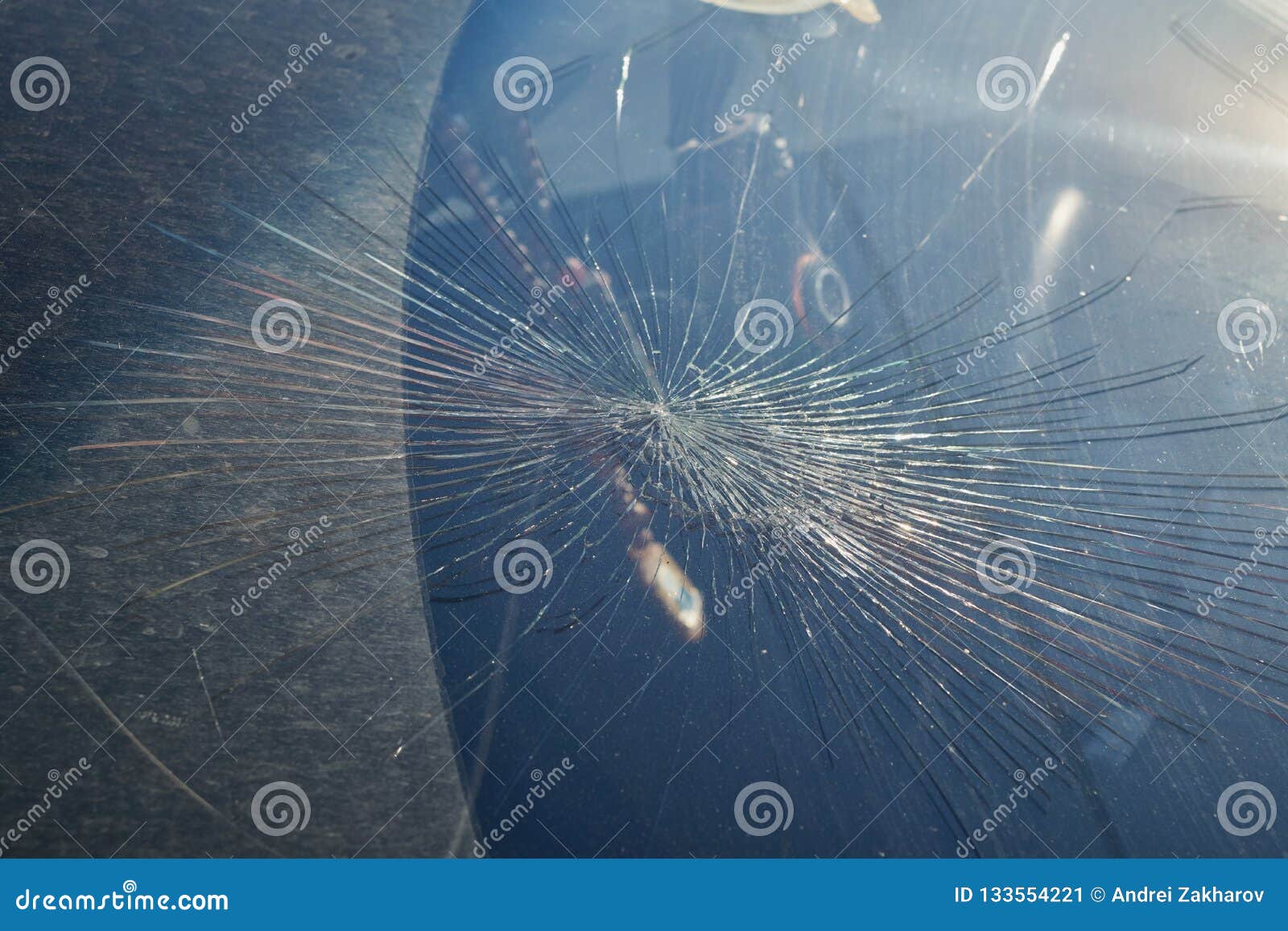 Cracks from the Impact on the Windshield of the Car Stock Image - Image ...