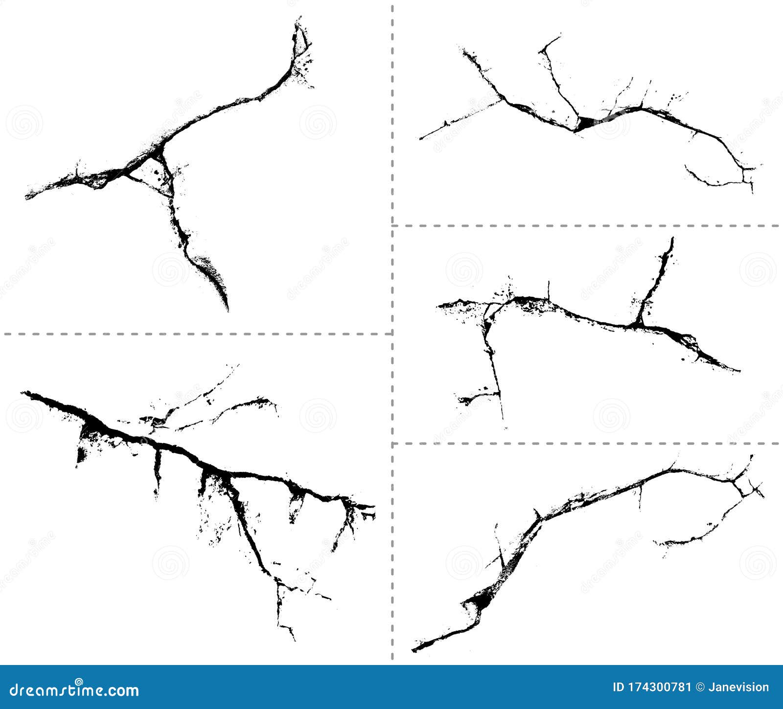 Cracks Isolated Vector Elements Stock Vector - Illustration of mountain ...