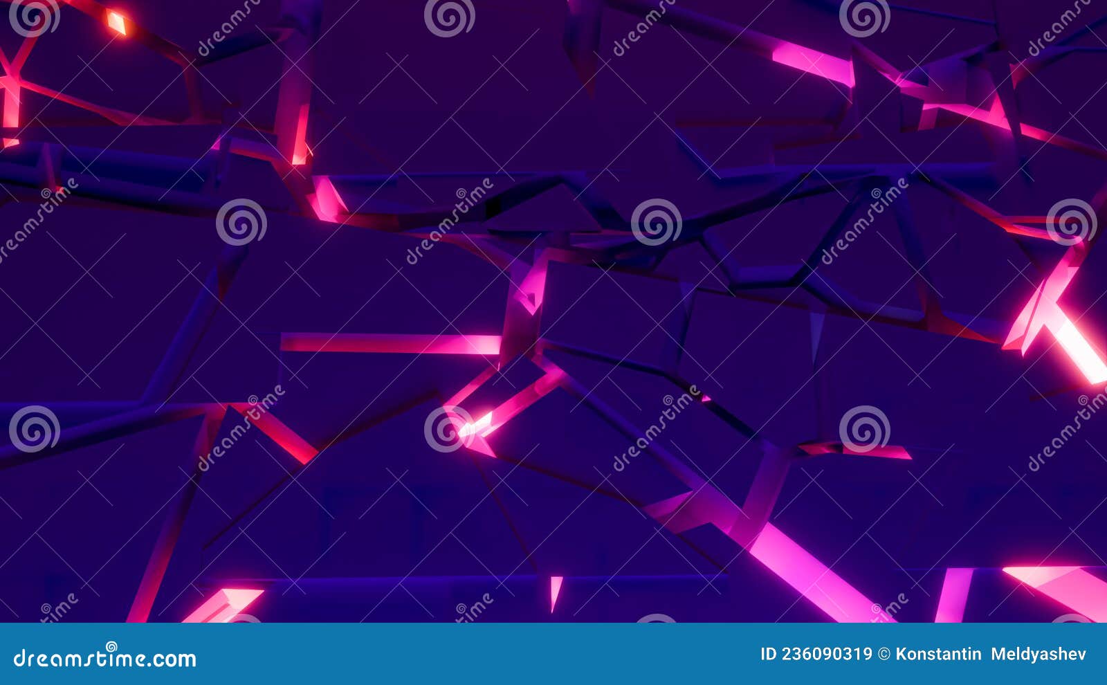 Cracks in the Neon Glow 3d Render Stock Illustration - Illustration of ...