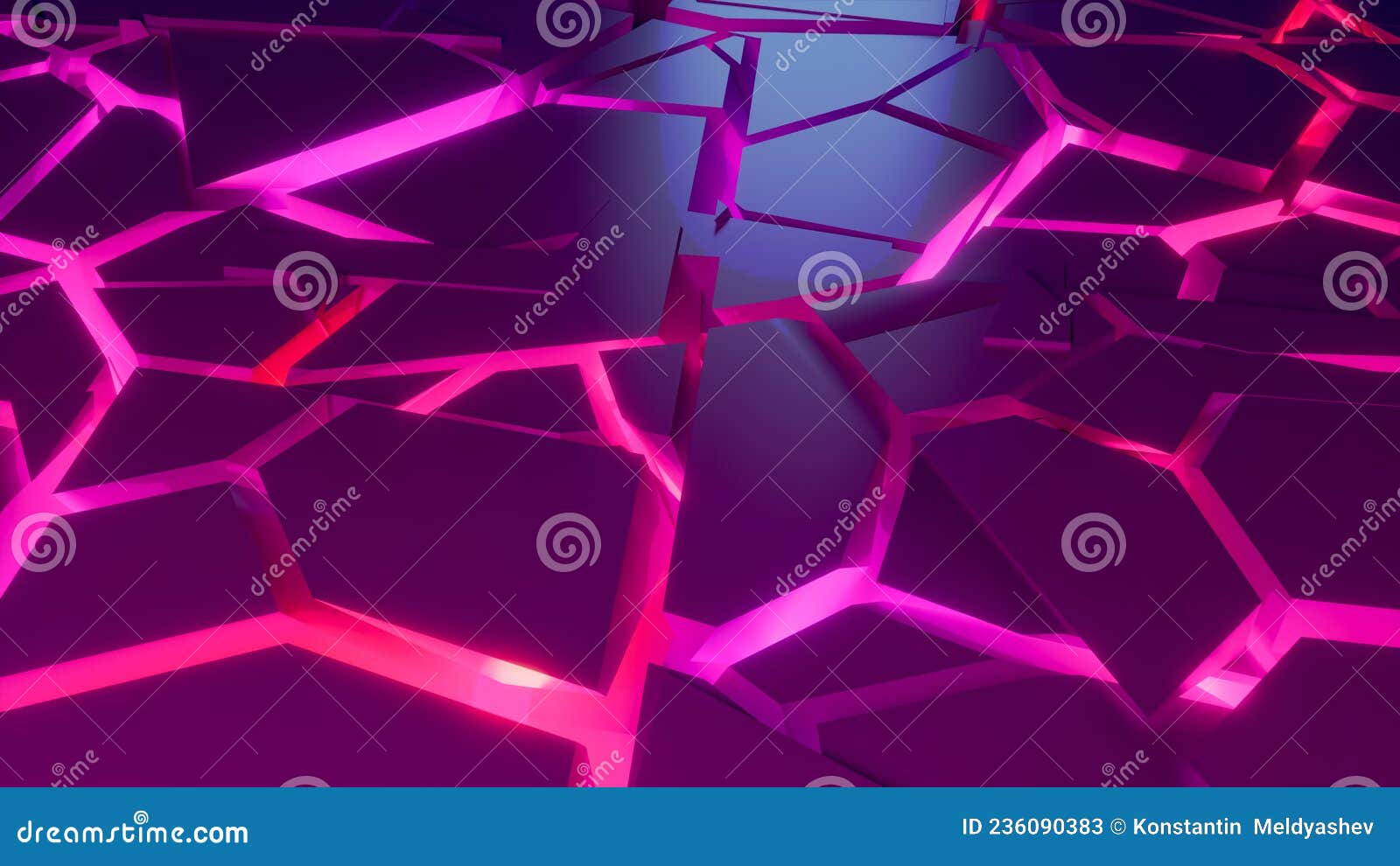 Cracks in the Neon Glow 3d Render Stock Illustration - Illustration of ...
