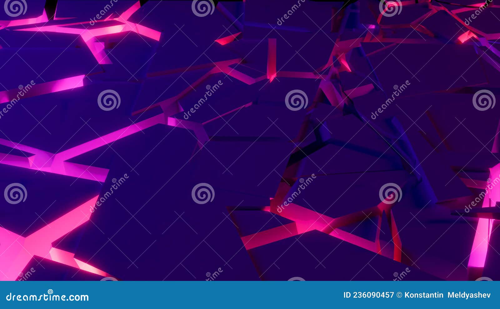 Cracks in the Neon Glow 3d Render Stock Illustration - Illustration of ...