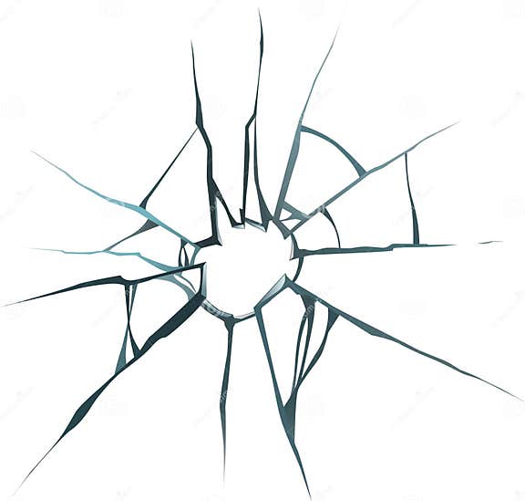 Cracks Radiating from a Hole in a Broken Glass Surface Create a ...