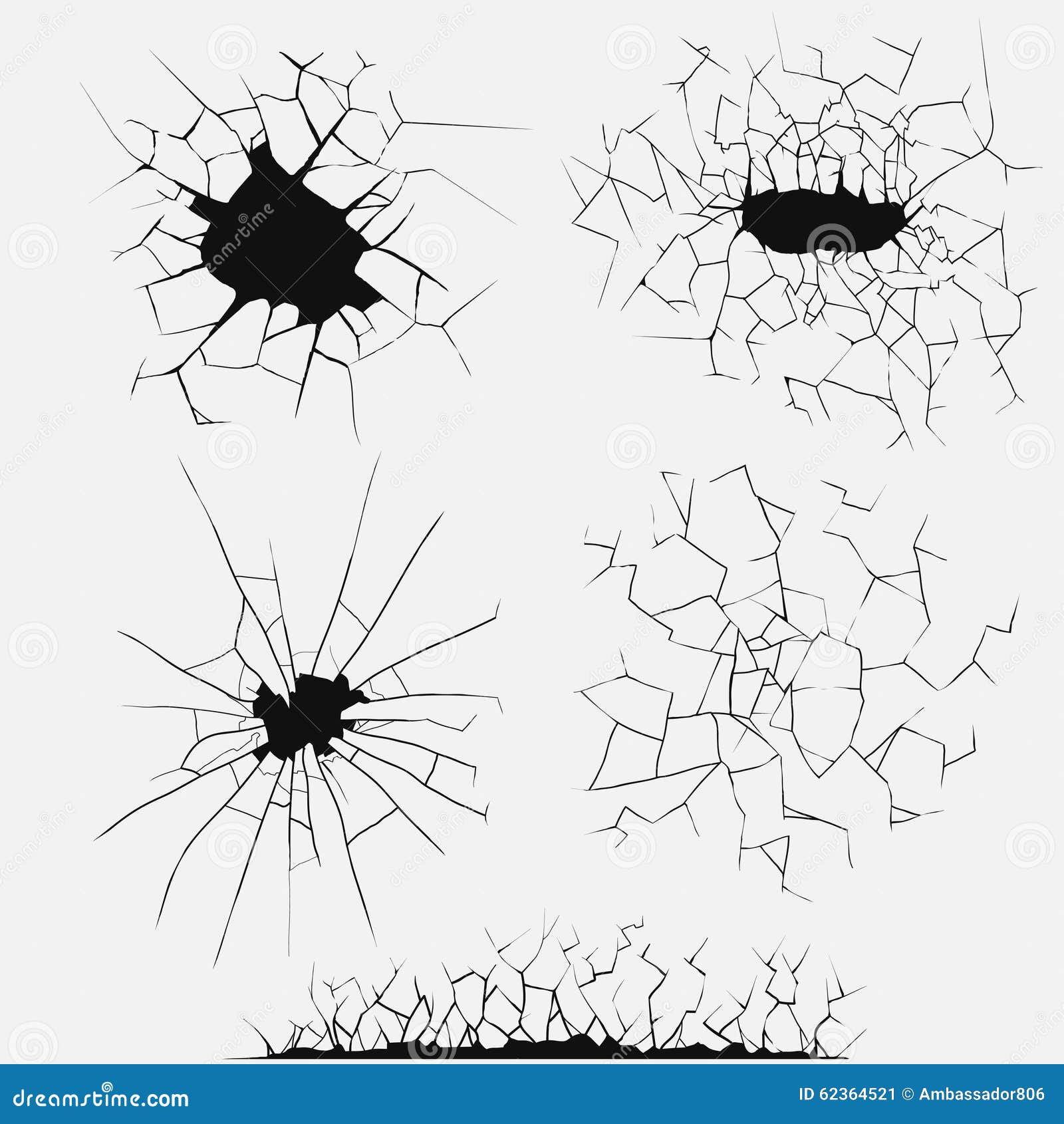 Broken Glass Fragments Shards Realistic Set Cartoon Vector ...