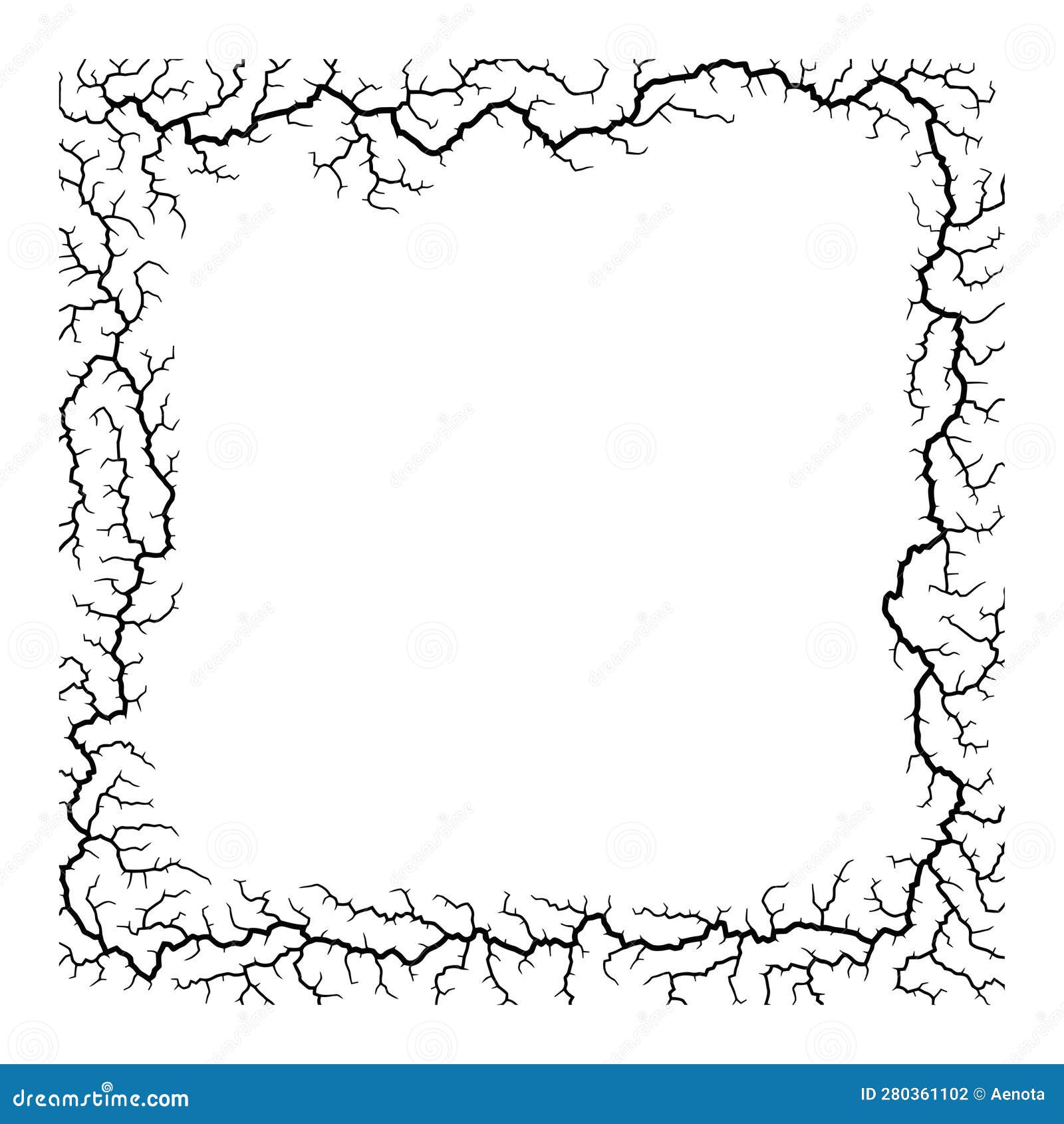 Cracks Square Frame for Design Project on Black Stock Vector ...