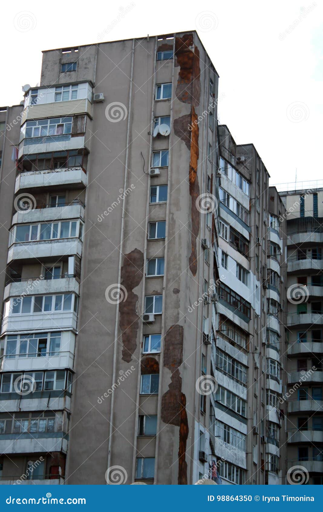 Cracks and Stains on the Walls of the High-rise Building. Dampness ...