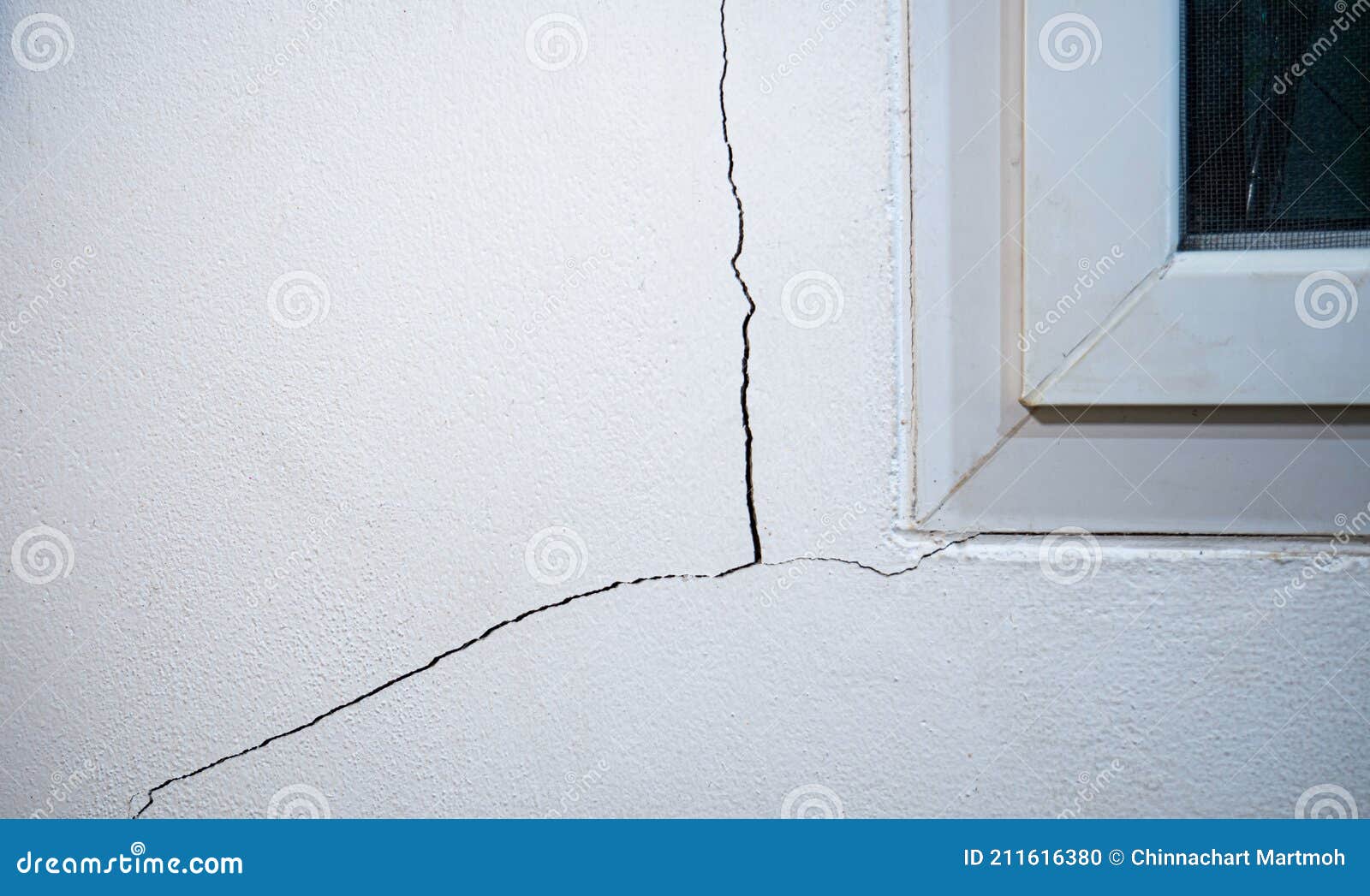 Cracks on the Wall. the Crack in the Cement Wall at the Window Sill ...