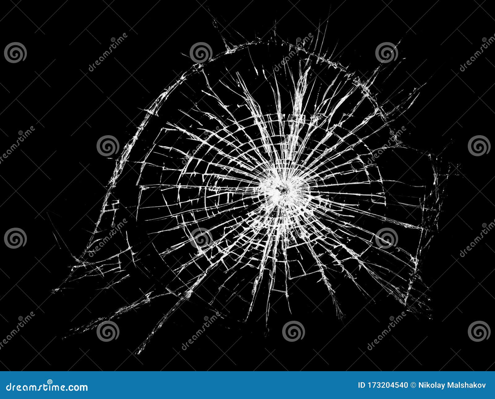 Cracks on the Windshield Glass of the Car. Texture Concept on Black ...