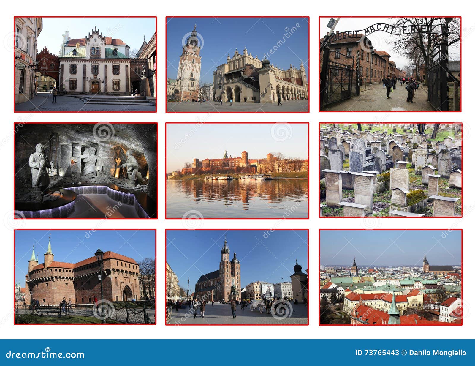 Collage Of Krakow Famous Landmarks,listed As Unesco Heritage Royalty ...