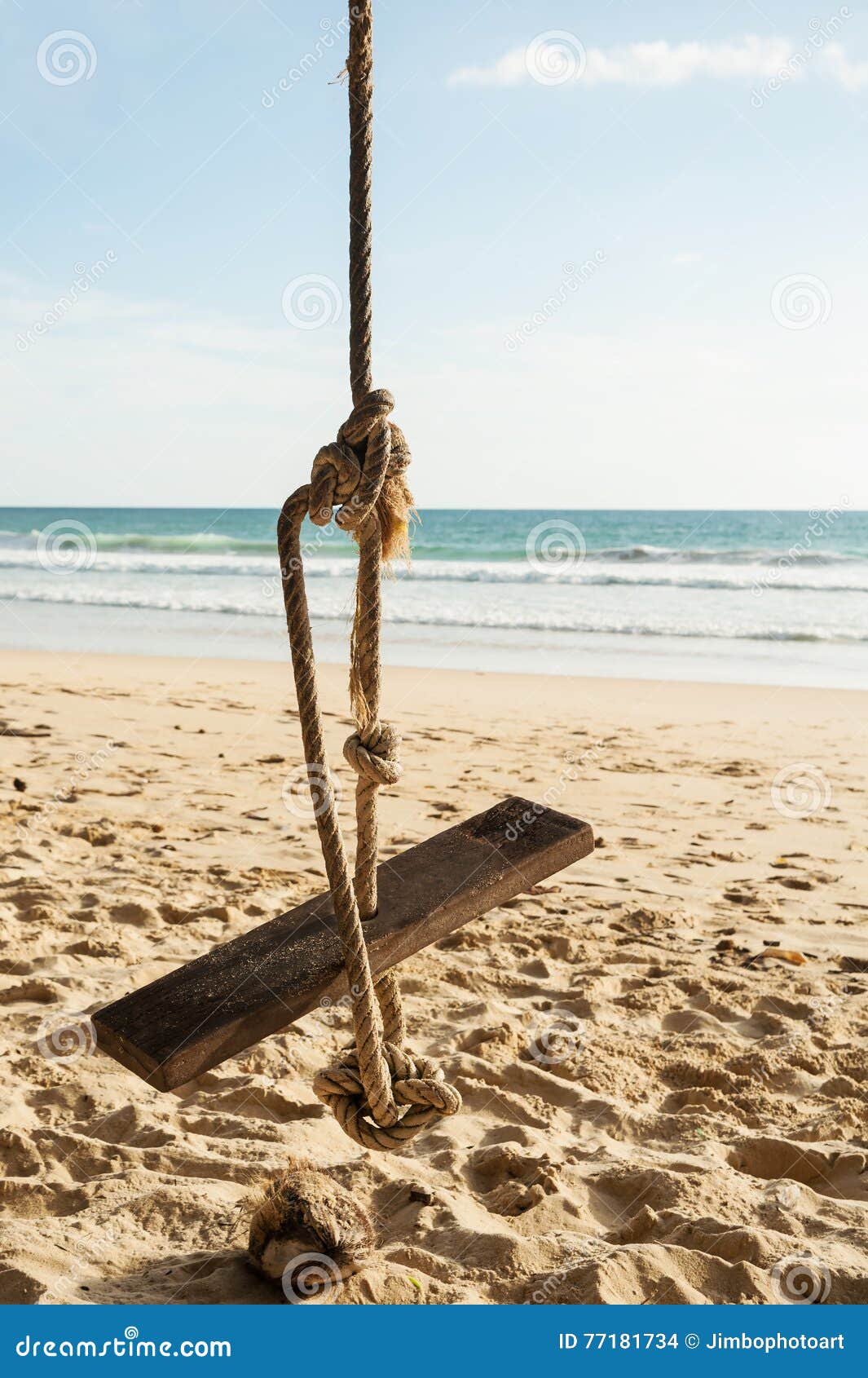 Cradle with Sand Beach and Blue Sea Stock Photo - Image of leisure ...