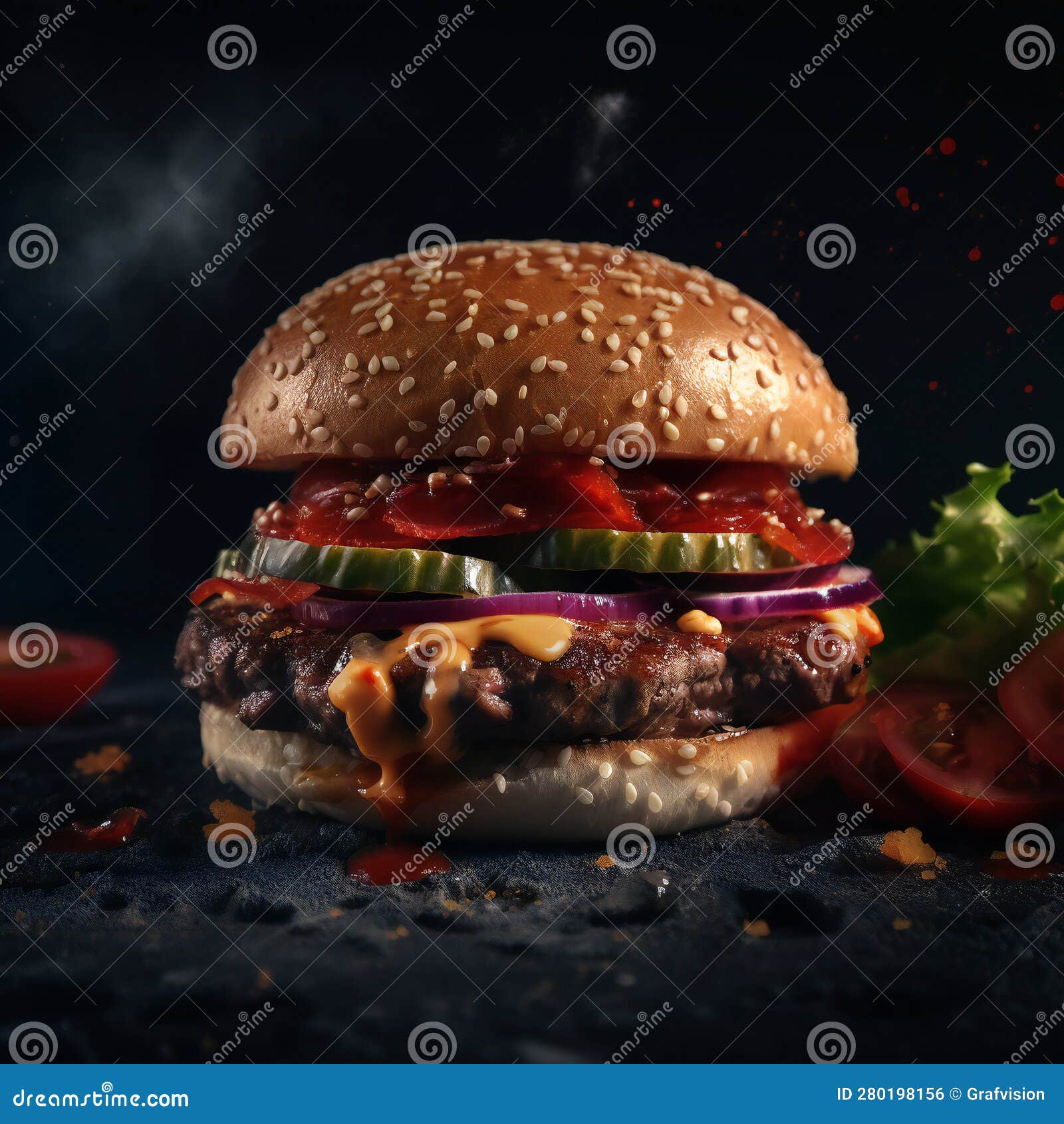 Craft beef burger stock illustration. Illustration of lettuce - 280198156