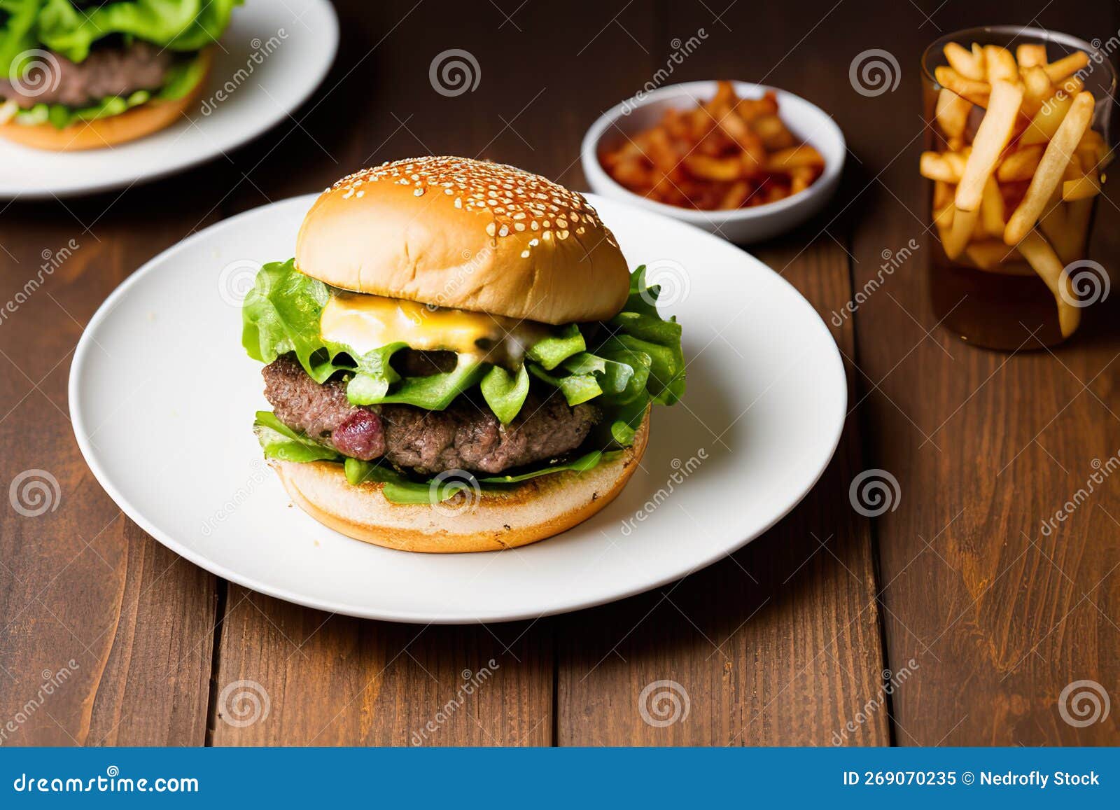 Craft Beef Burger With Cheese, Bacon, Caramelised Onion And Rocket ...