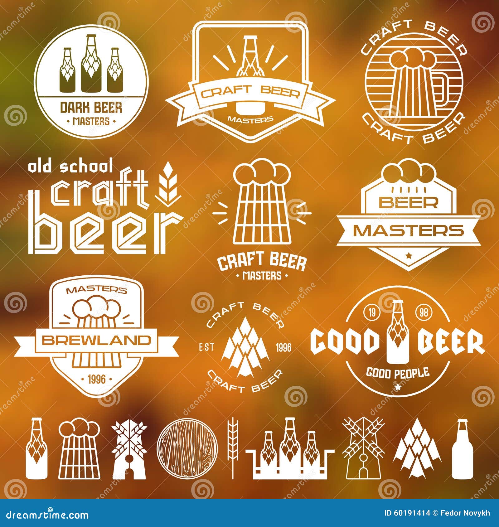 Craft beer brewery emblems stock vector. Illustration of golden - 60191414