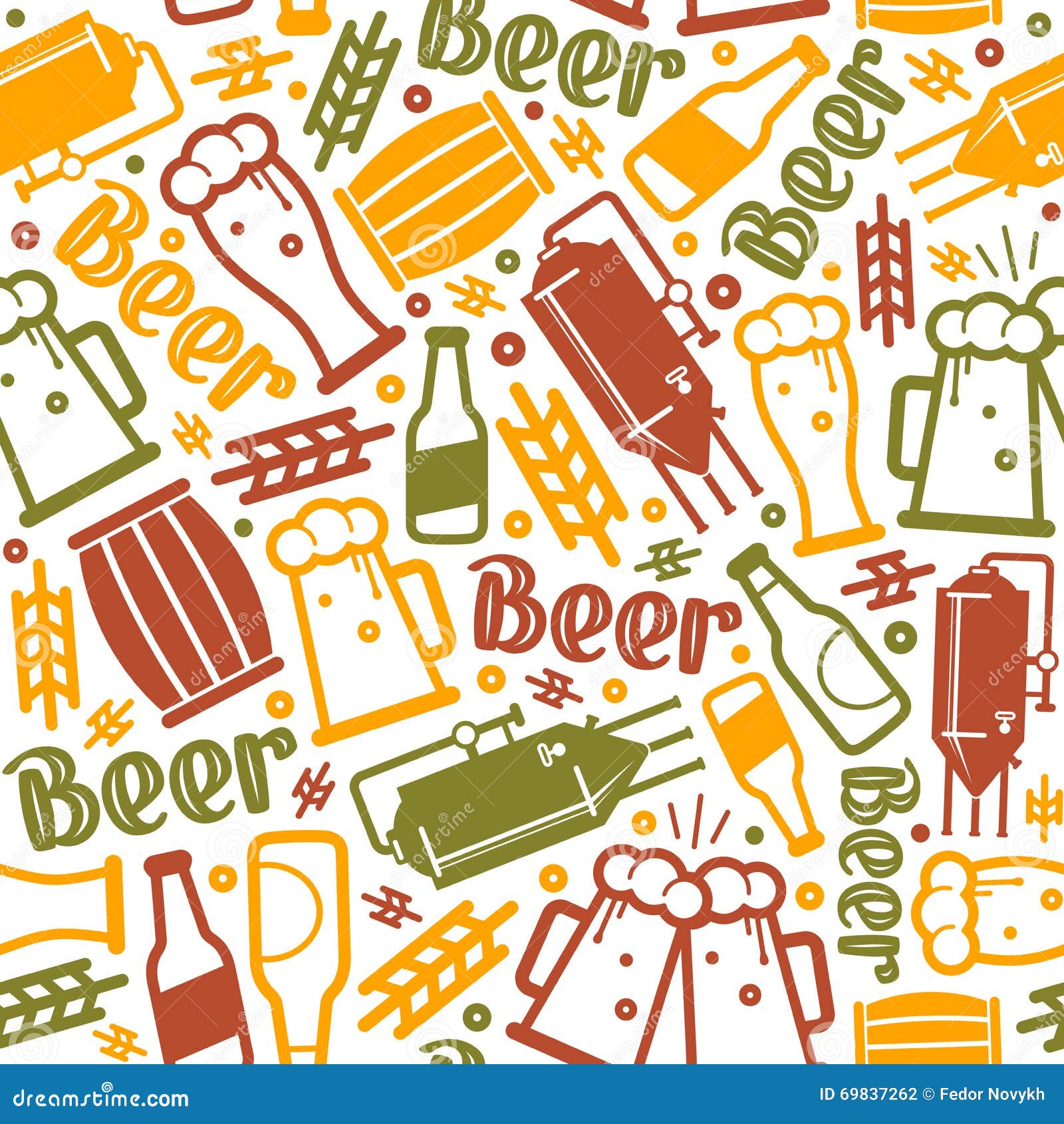 Craft Beer Brewery Seamless Pattern Stock Vector - Illustration of ...