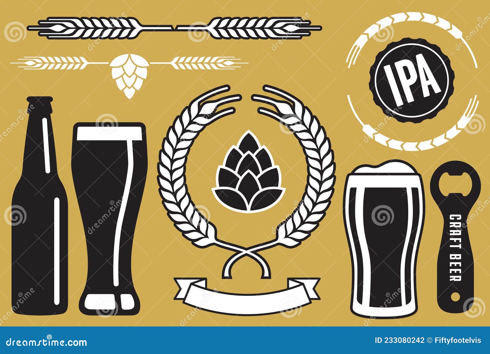 Set of 11 Craft Beer Design Elements Stock Vector - Illustration of ...