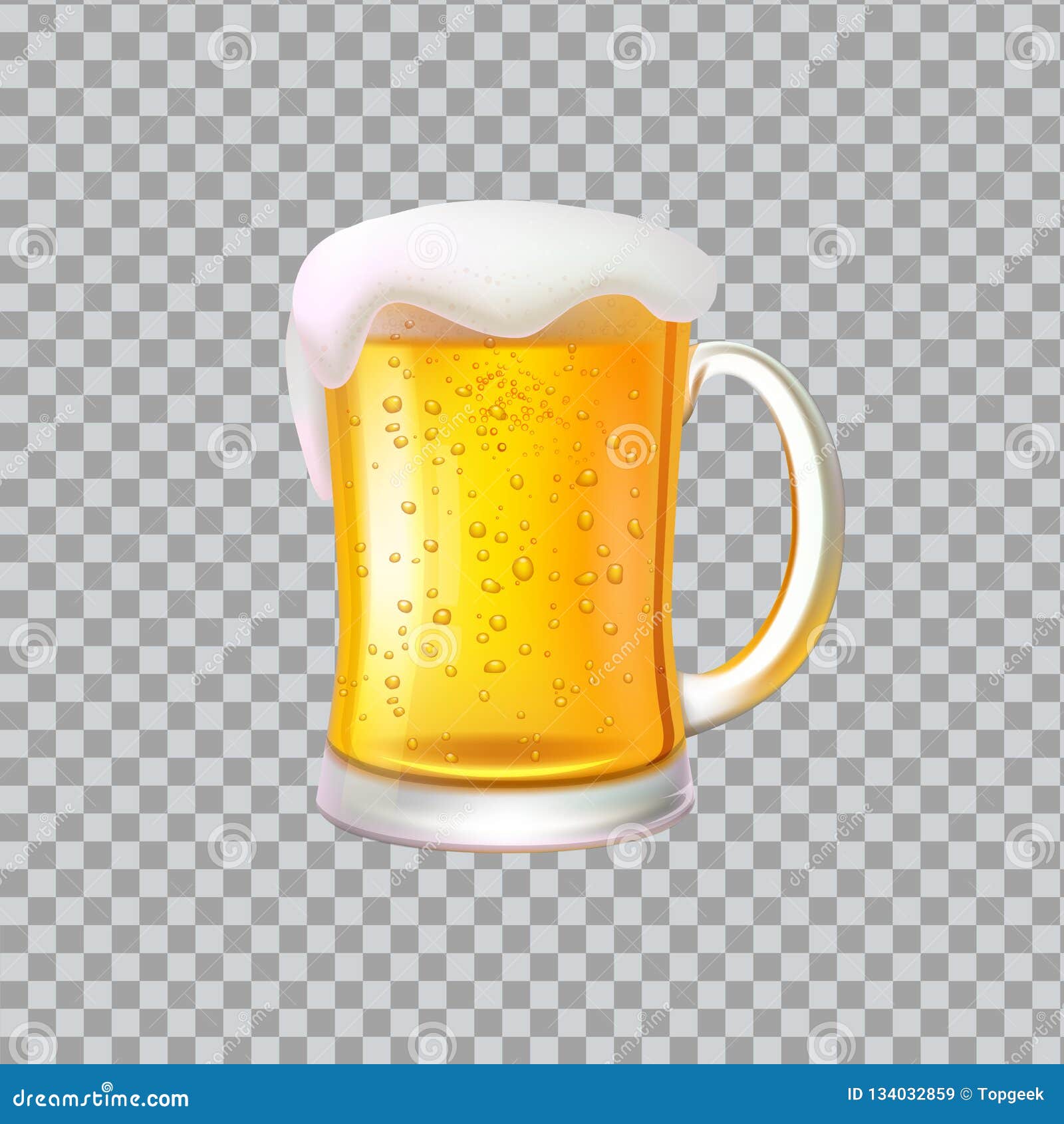 Craft Beer With Foam Big Glass Mug Alcohol Drink Stock Vector