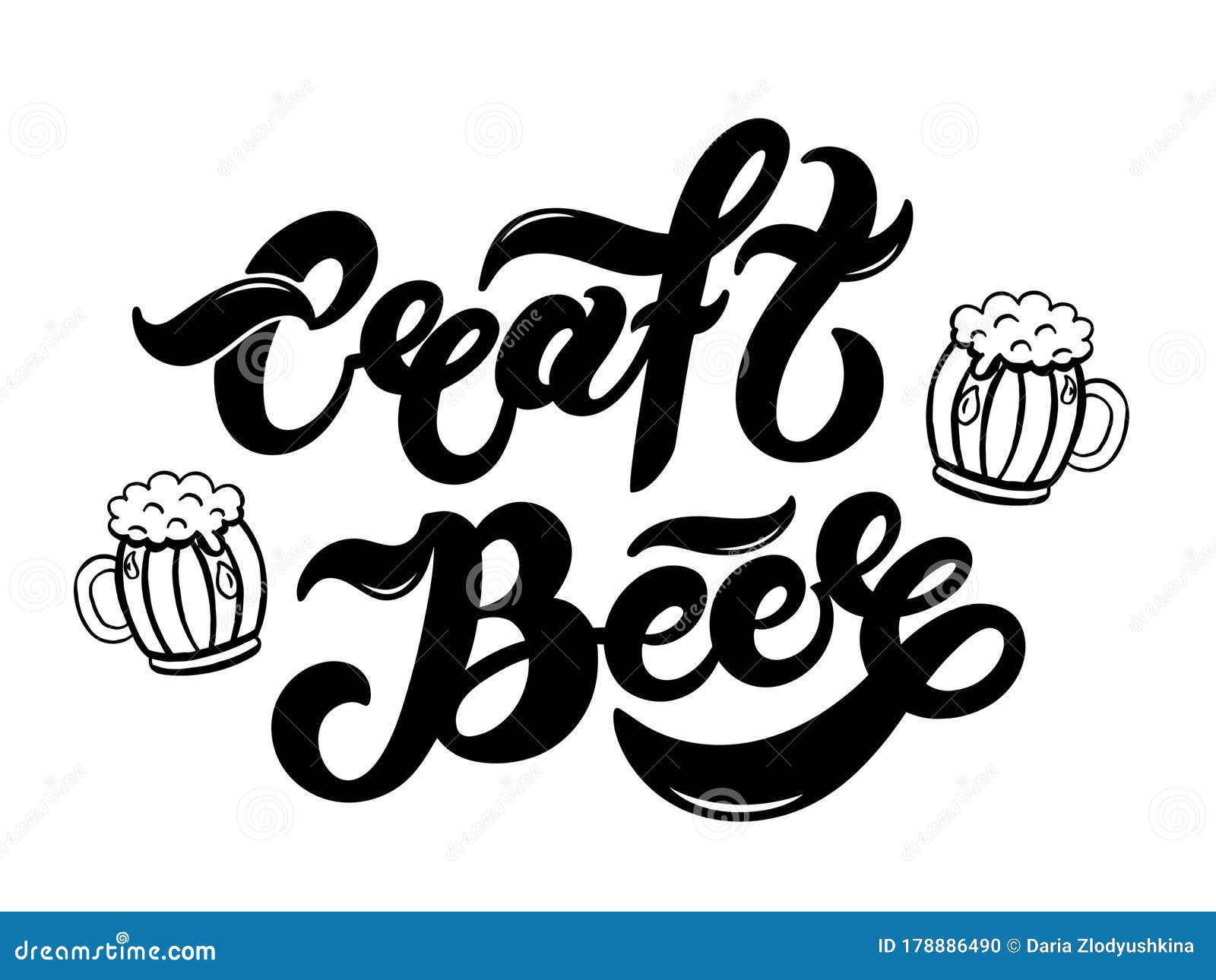 Craft Beer. Hand Drawn Lettering Stock Illustration - Illustration of ...
