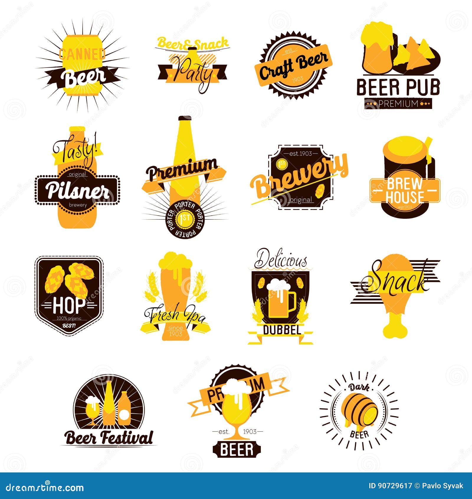 Craft Beer Hand Drawn Logos Stock Vector - Illustration of culture ...