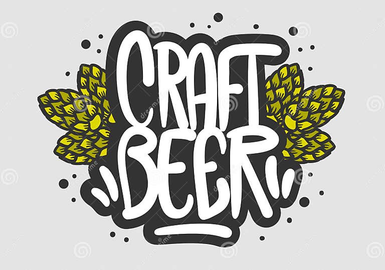 Craft Beer Hand Drawn Vector Design with Beer Hops Illustrations Stock ...