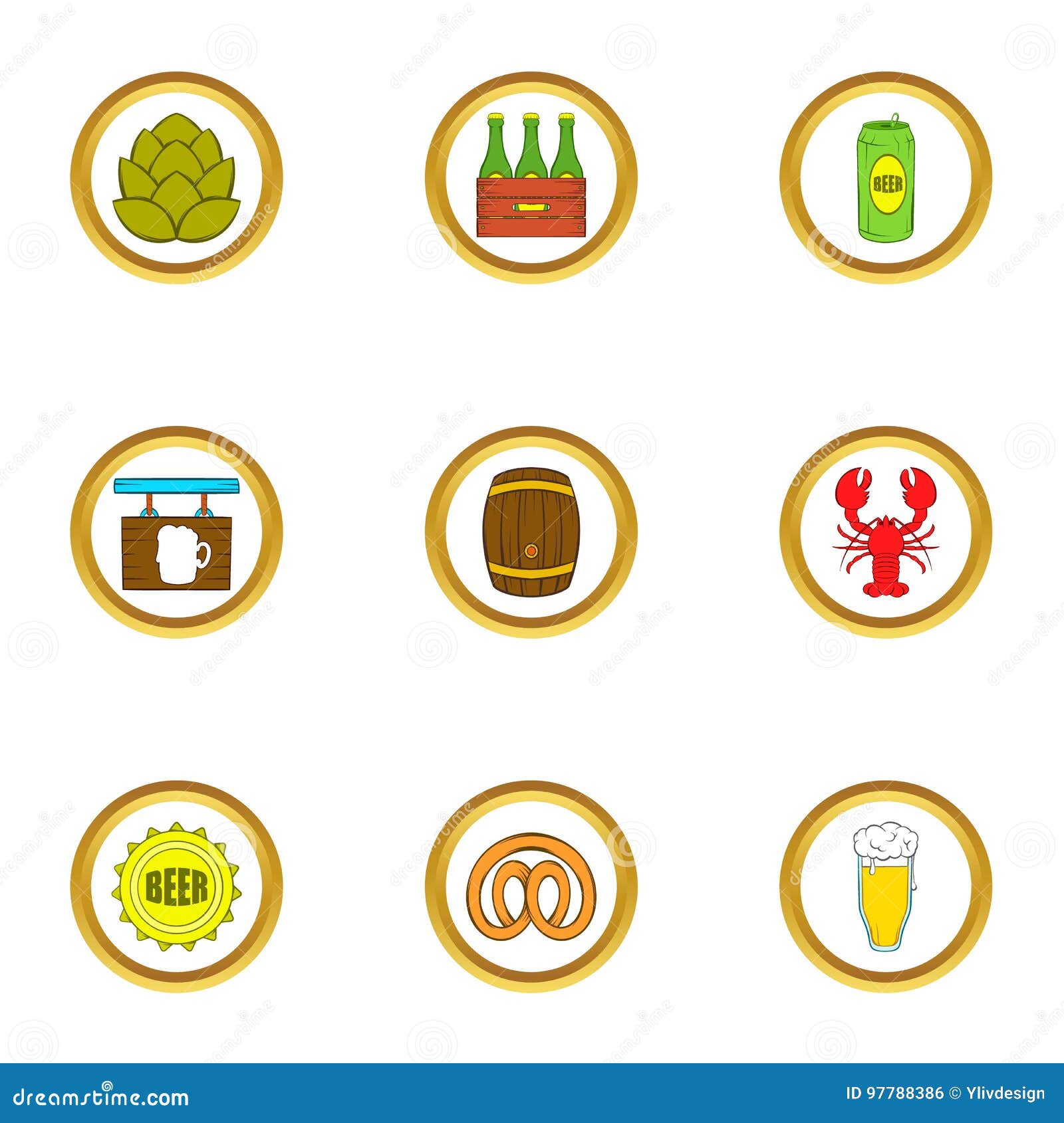 Craft Beer Icons Set, Cartoon Style Stock Vector - Illustration of icon ...