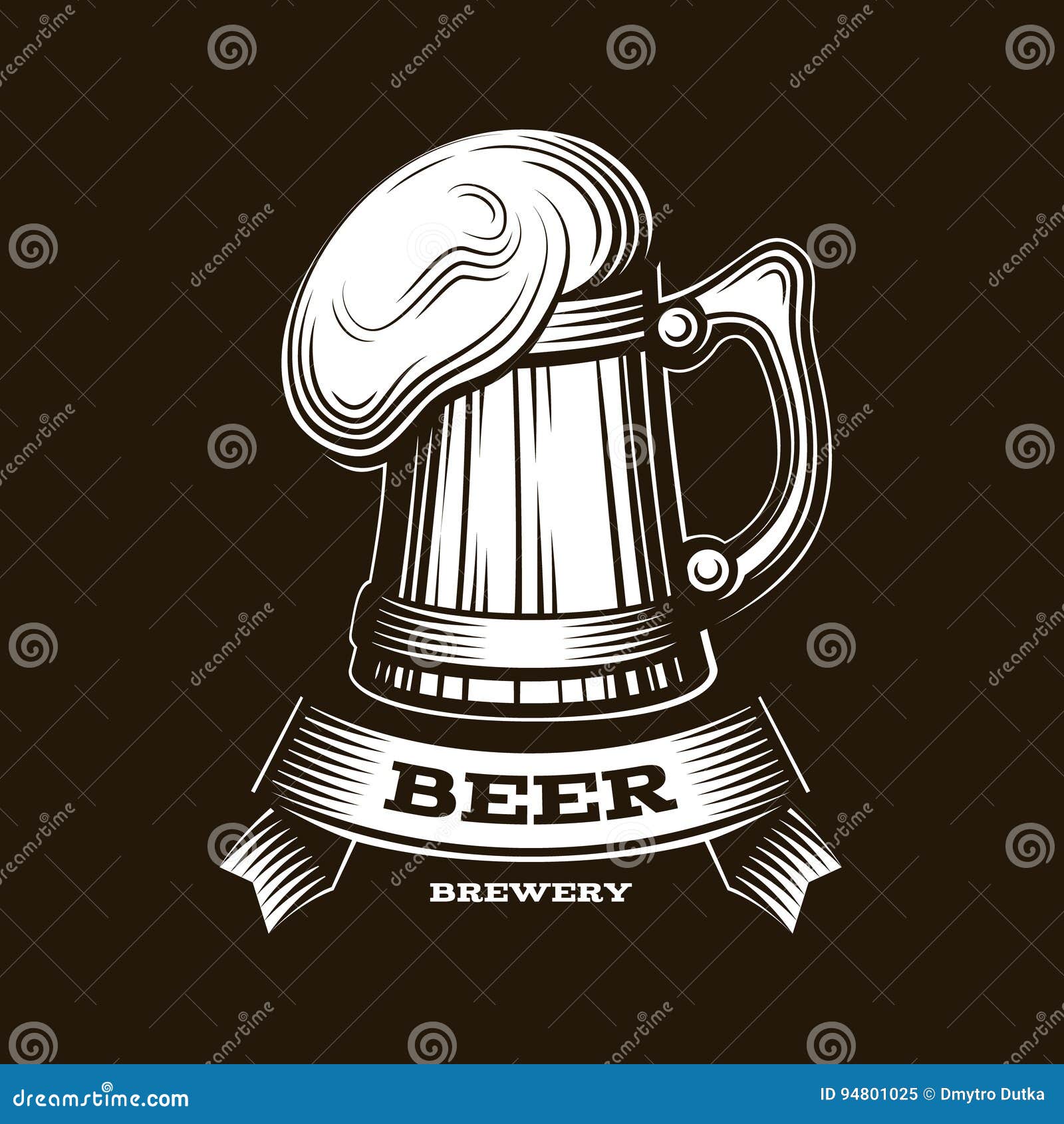 Craft Beer Logo- Vector Illustration, Emblem Brewery Design on Red ...