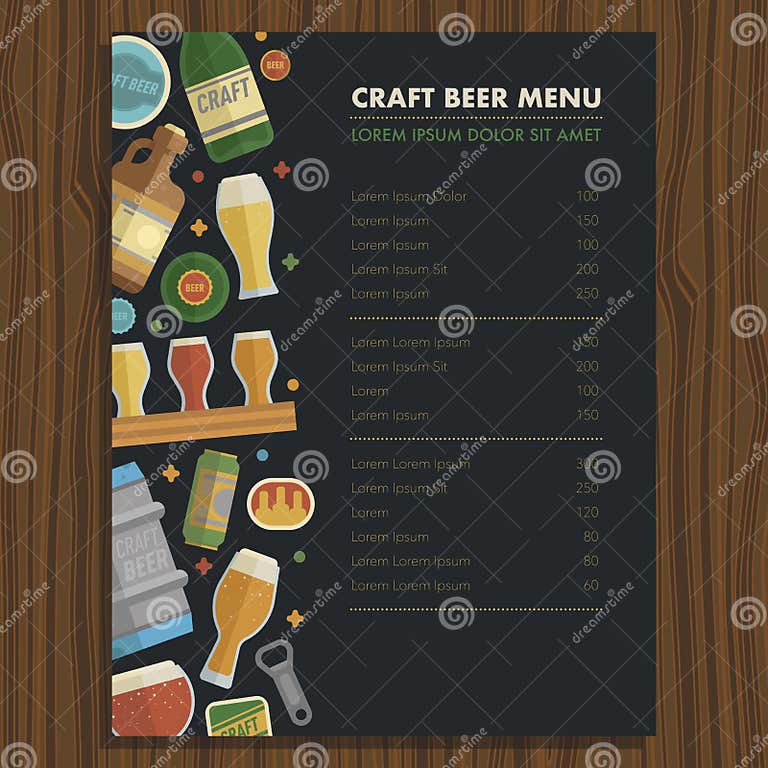 Craft Beer Menu Template for Bar and Restaraunt. Stock Vector ...