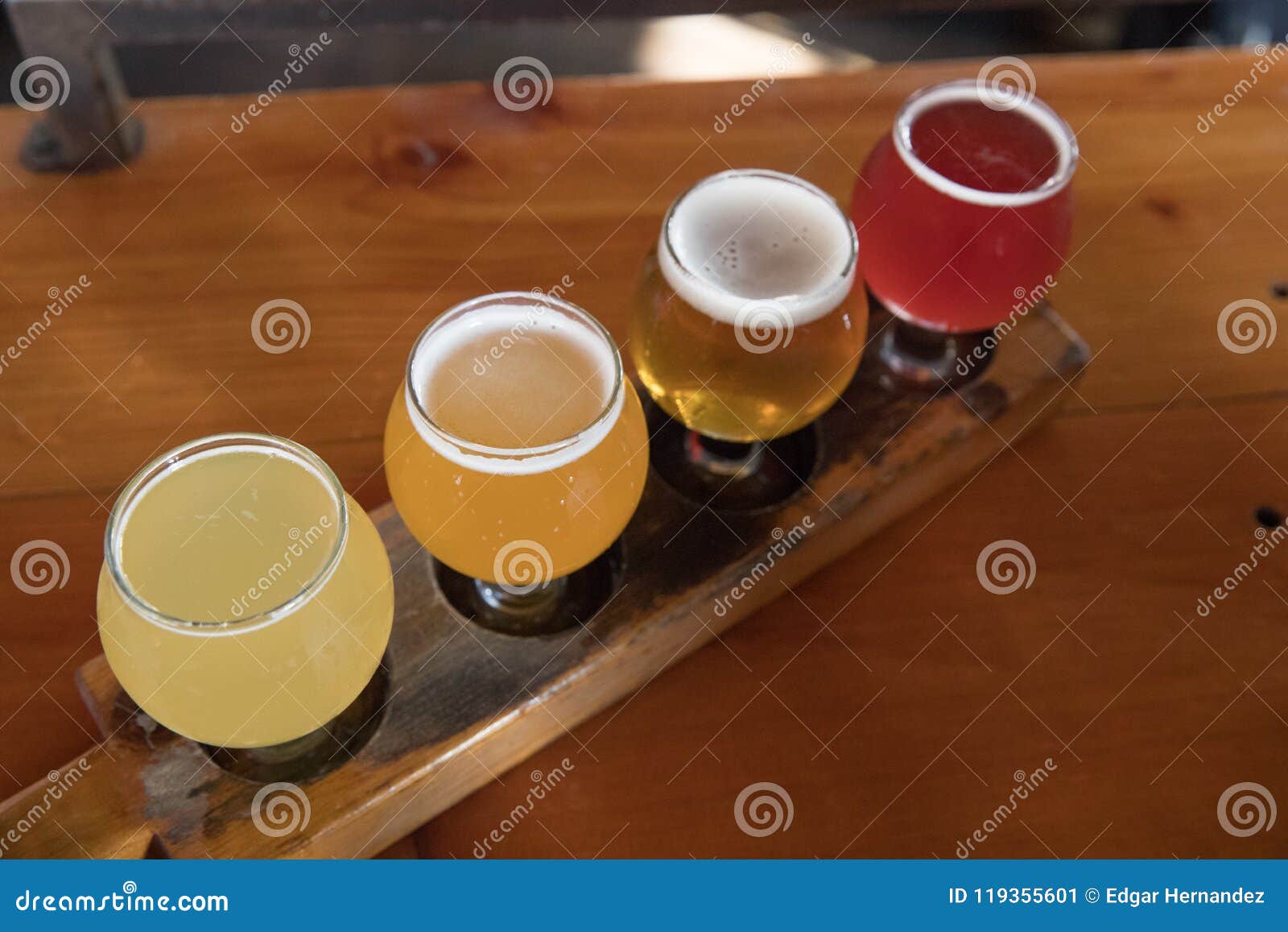 Craft Beer Sample Tasting Flight Stock Image - Image of cold, amber ...