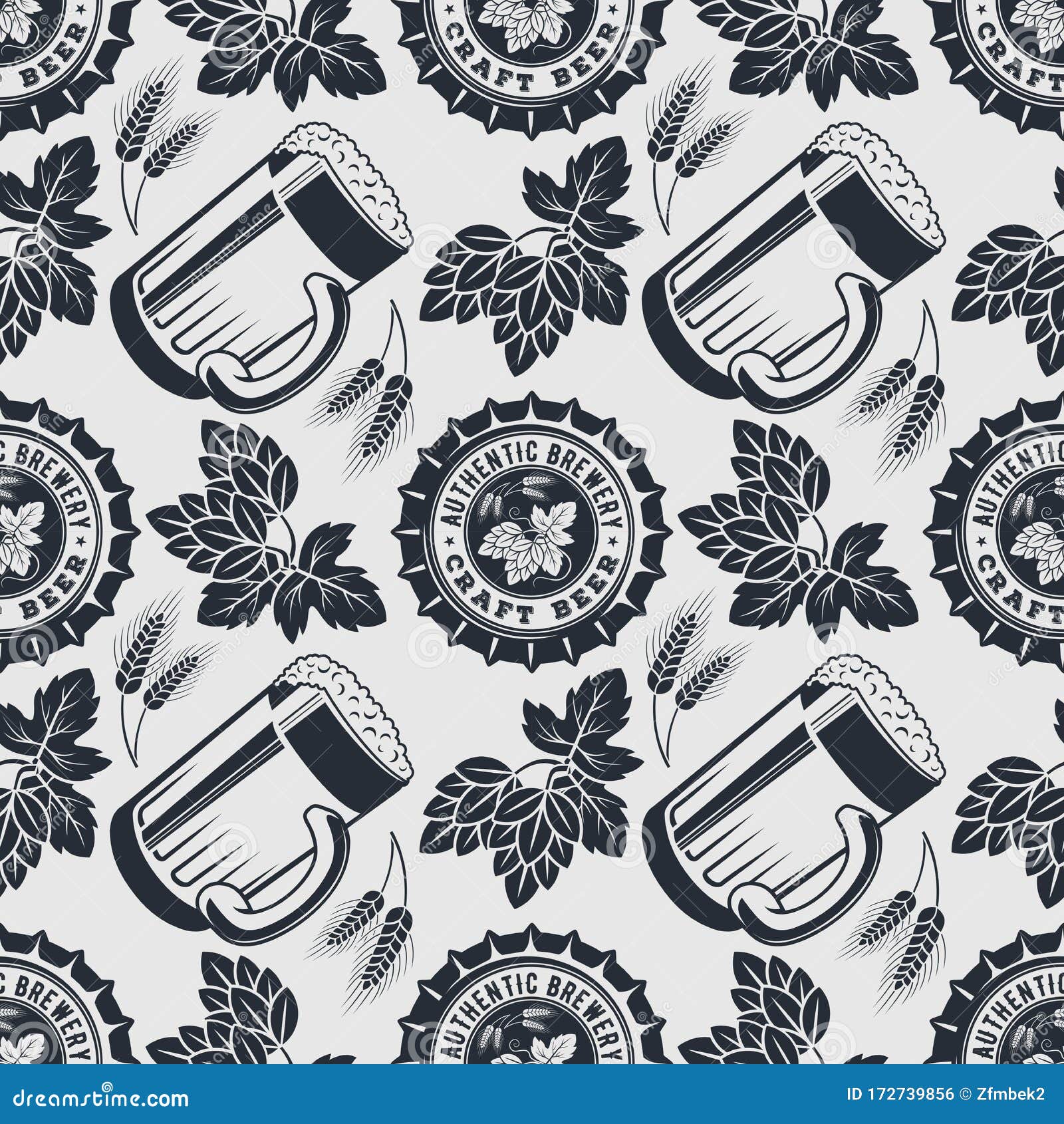 Craft Beer Seamless Pattern. Vintage Illustration Stock Vector ...
