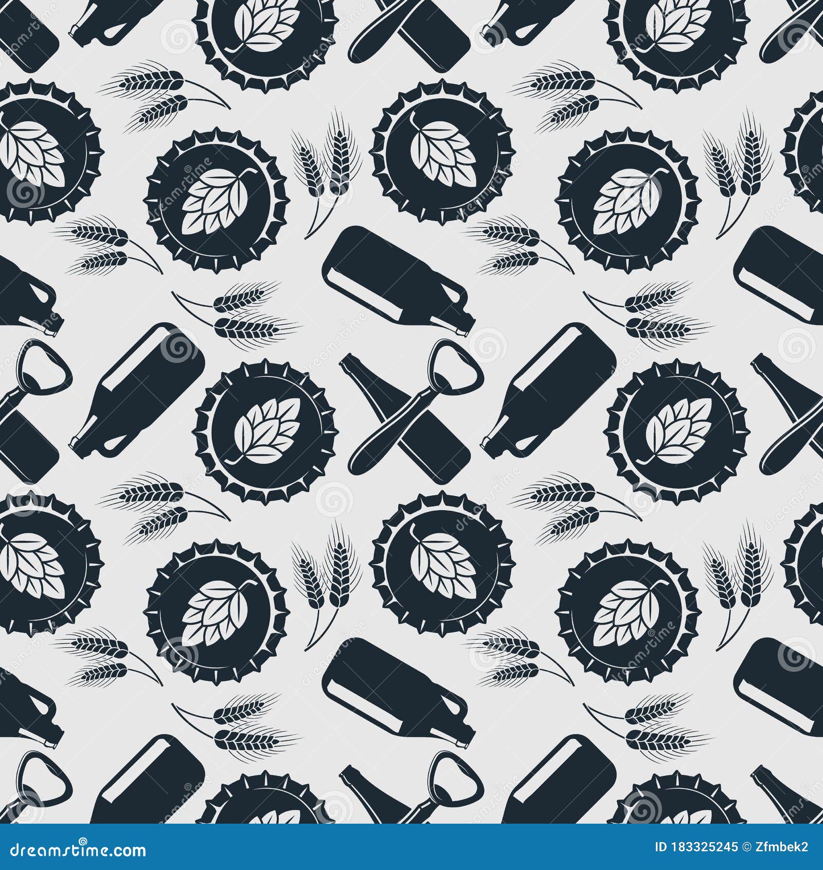 Craft Beer Seamless Pattern. Vintage Style Vector Illustration. Stock ...