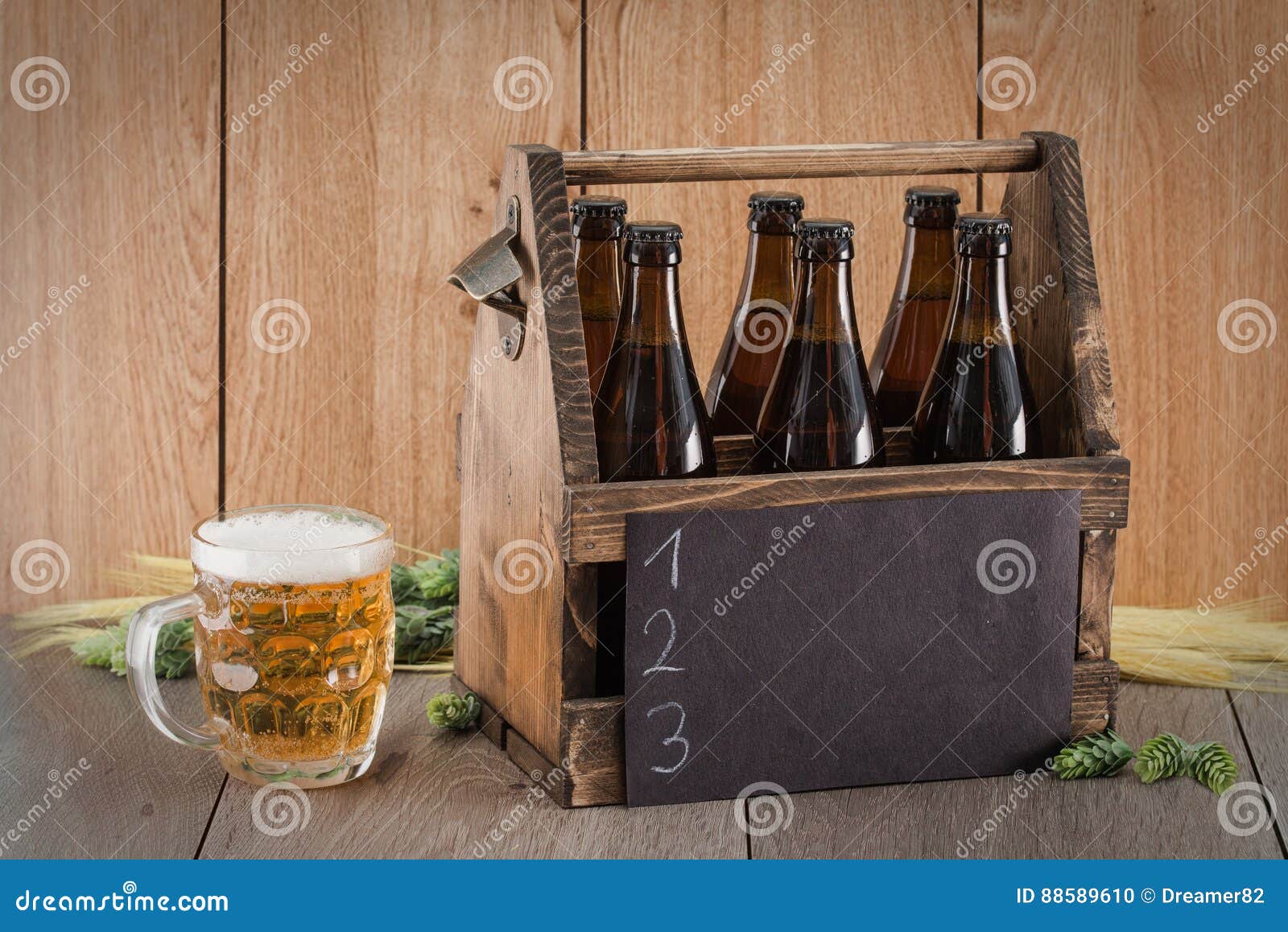 Craft Beer from a Wooden Box. Stock Photo - Image of draft, brewery ...