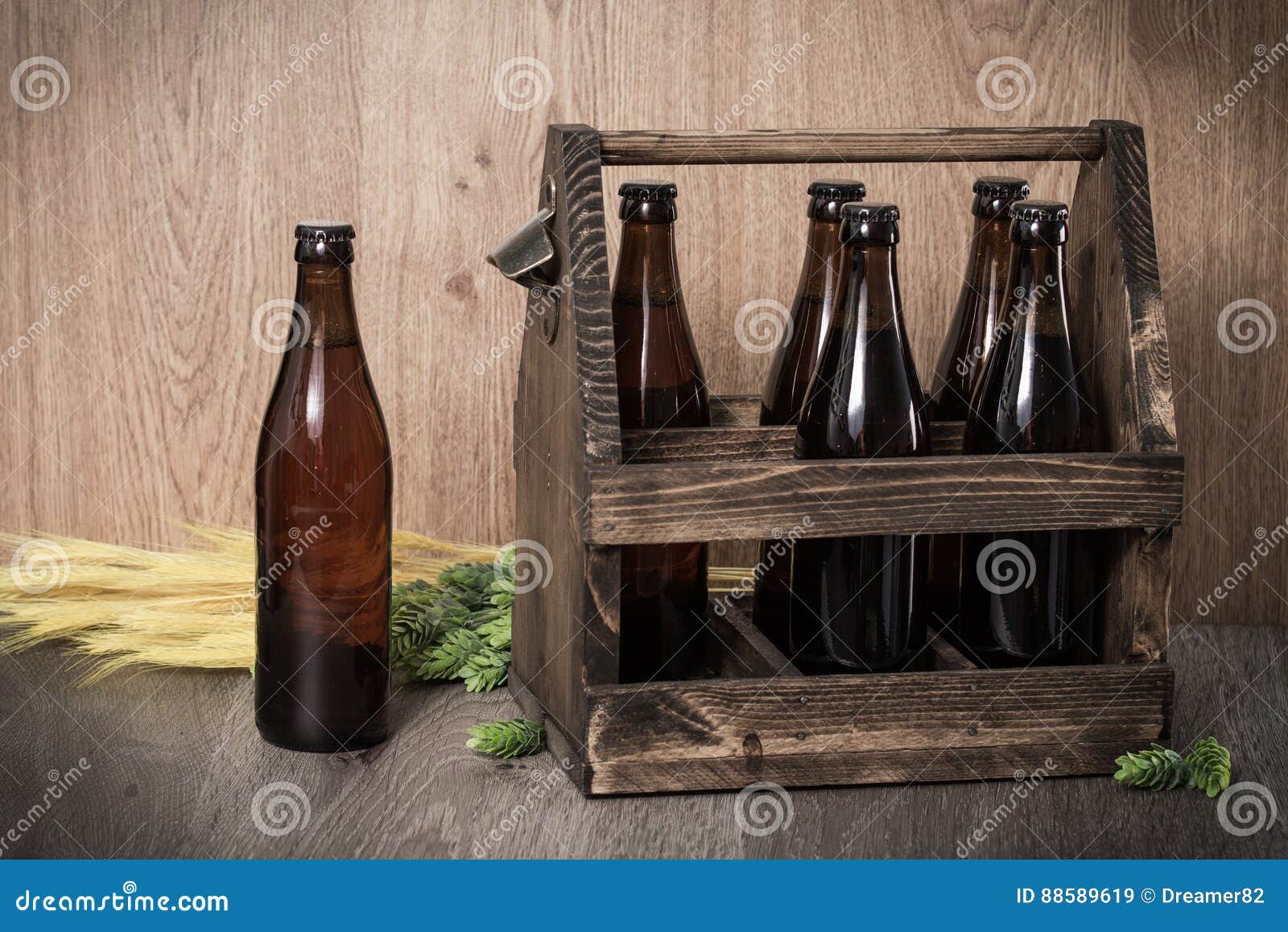 Craft Beer from a Wooden Box. Stock Image - Image of craft, fresh: 88589619
