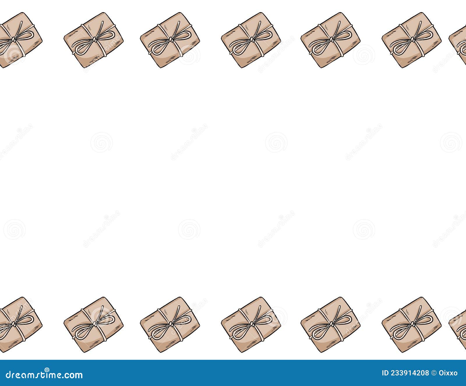 Craft Boxes Hand Drawn Vector Outline Doodles Seamless Border Pattern ...