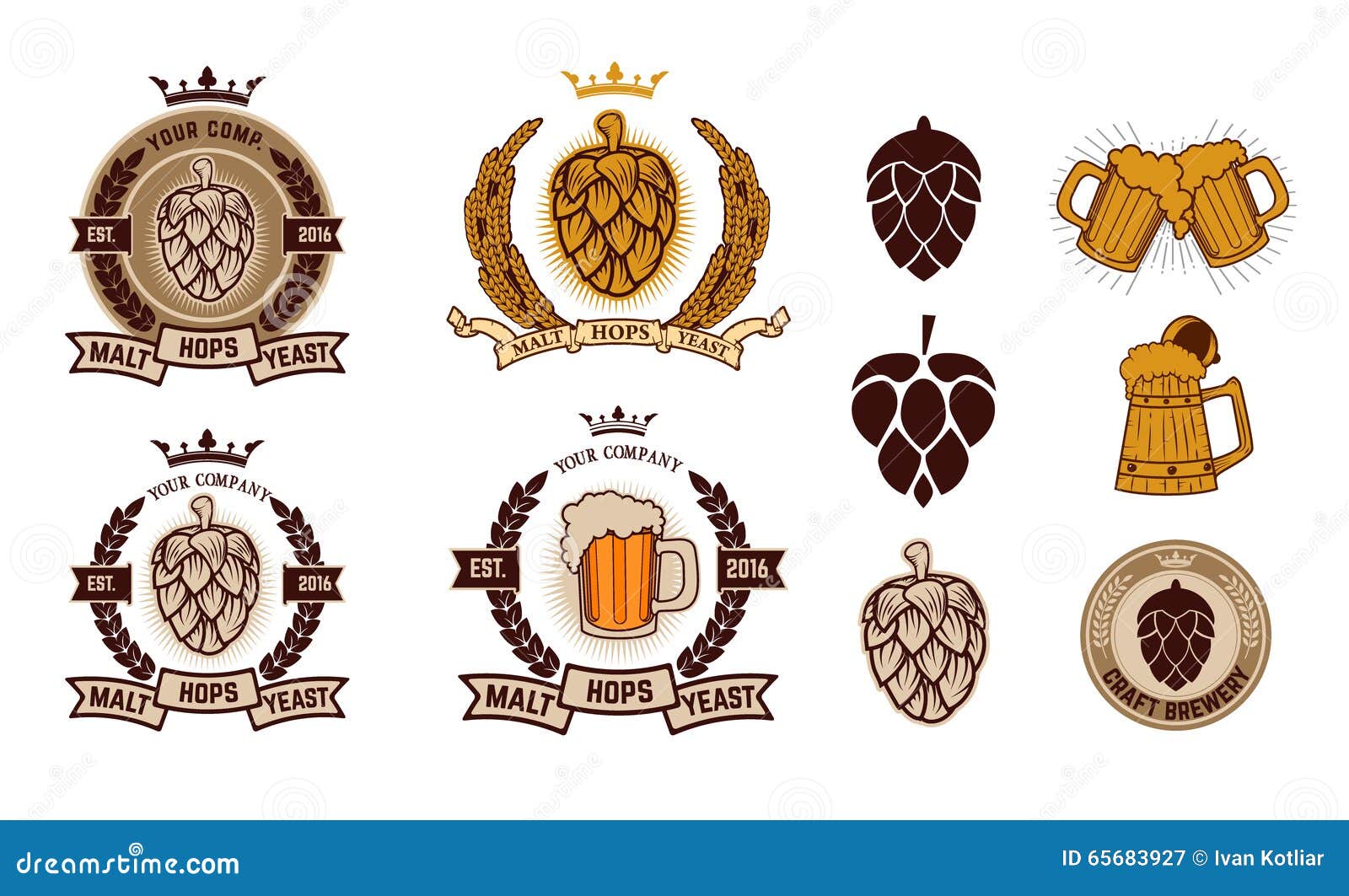 Craft brewery. beer labels stock vector. Illustration of premium - 65683927
