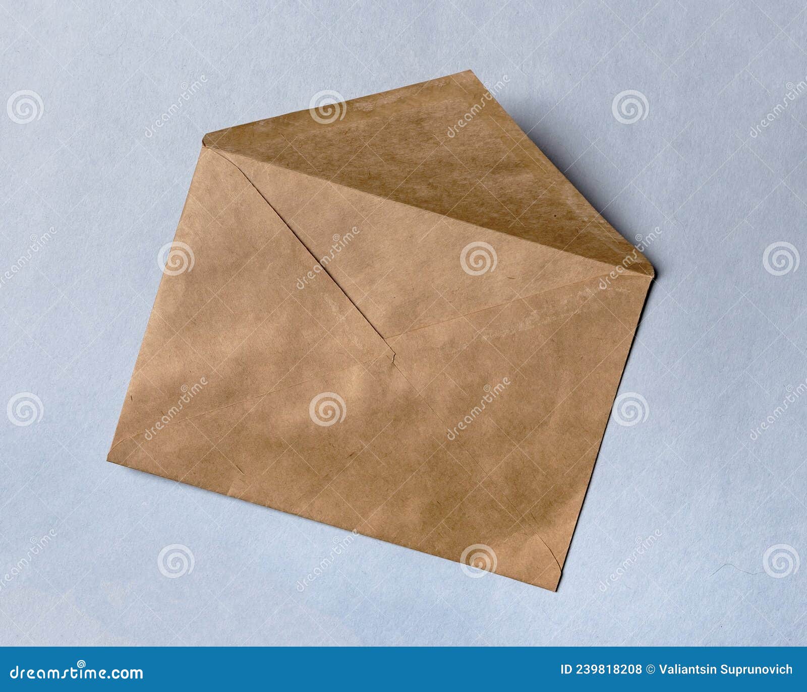 Craft Brown Envelope. Open Empty Envelop Stock Photo - Image of mockup ...