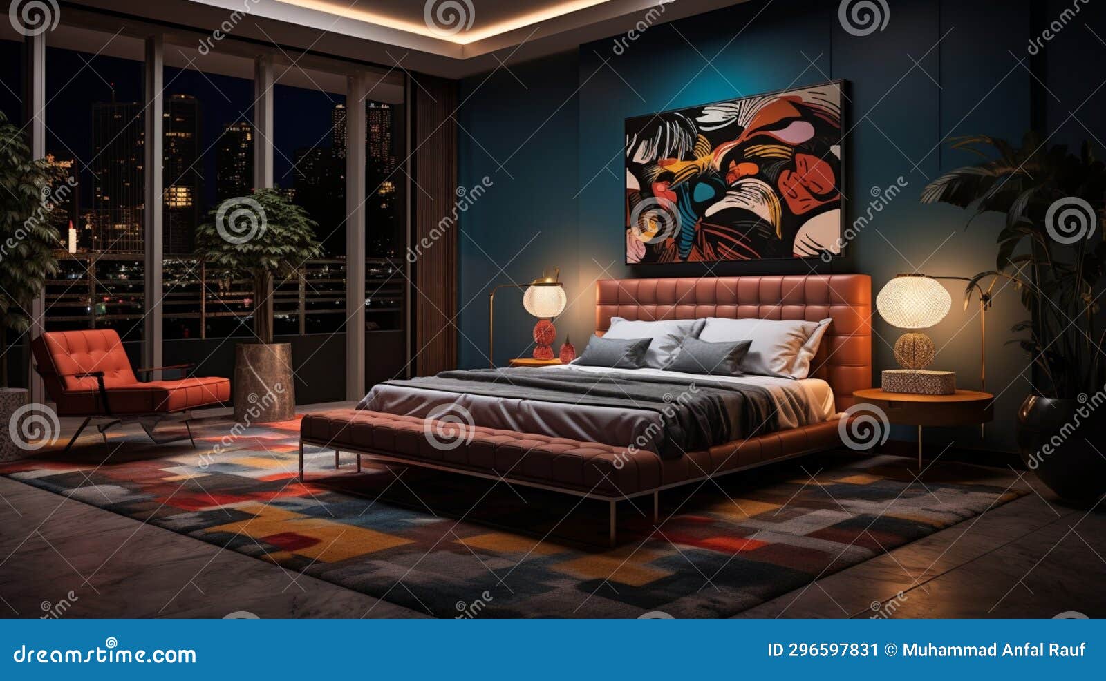 Craft a Captivating Bedroom Setting Featuring Bold and Vivid Color ...