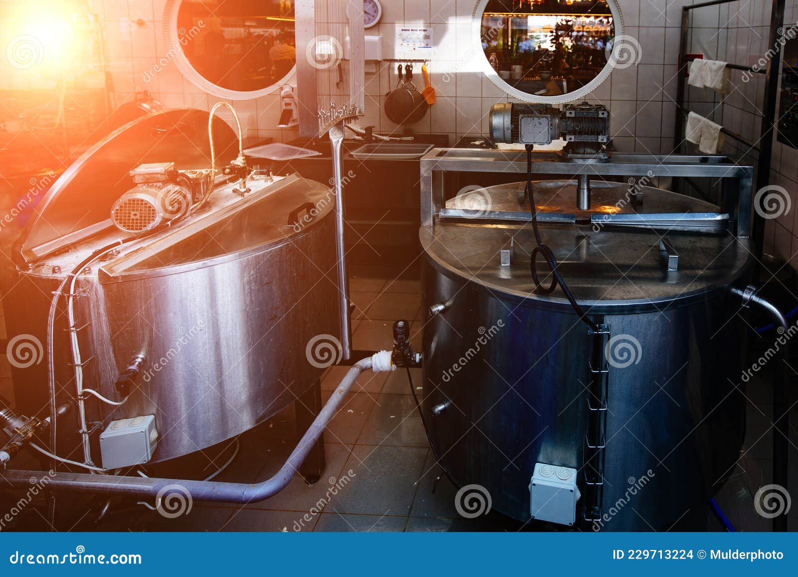 Craft Cheese Production Line in the Restaurant Stock Photo - Image of ...