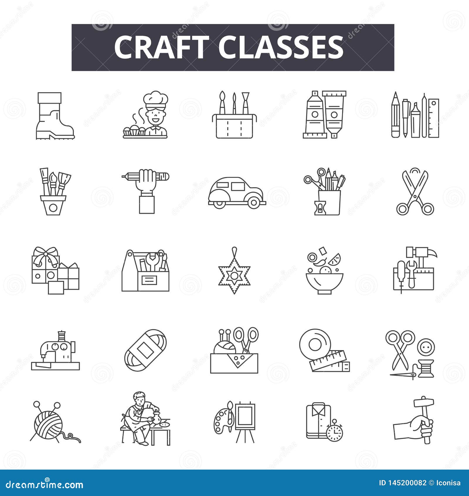 Craft Classes Line Icons, Signs, Vector Set, Outline Illustration ...
