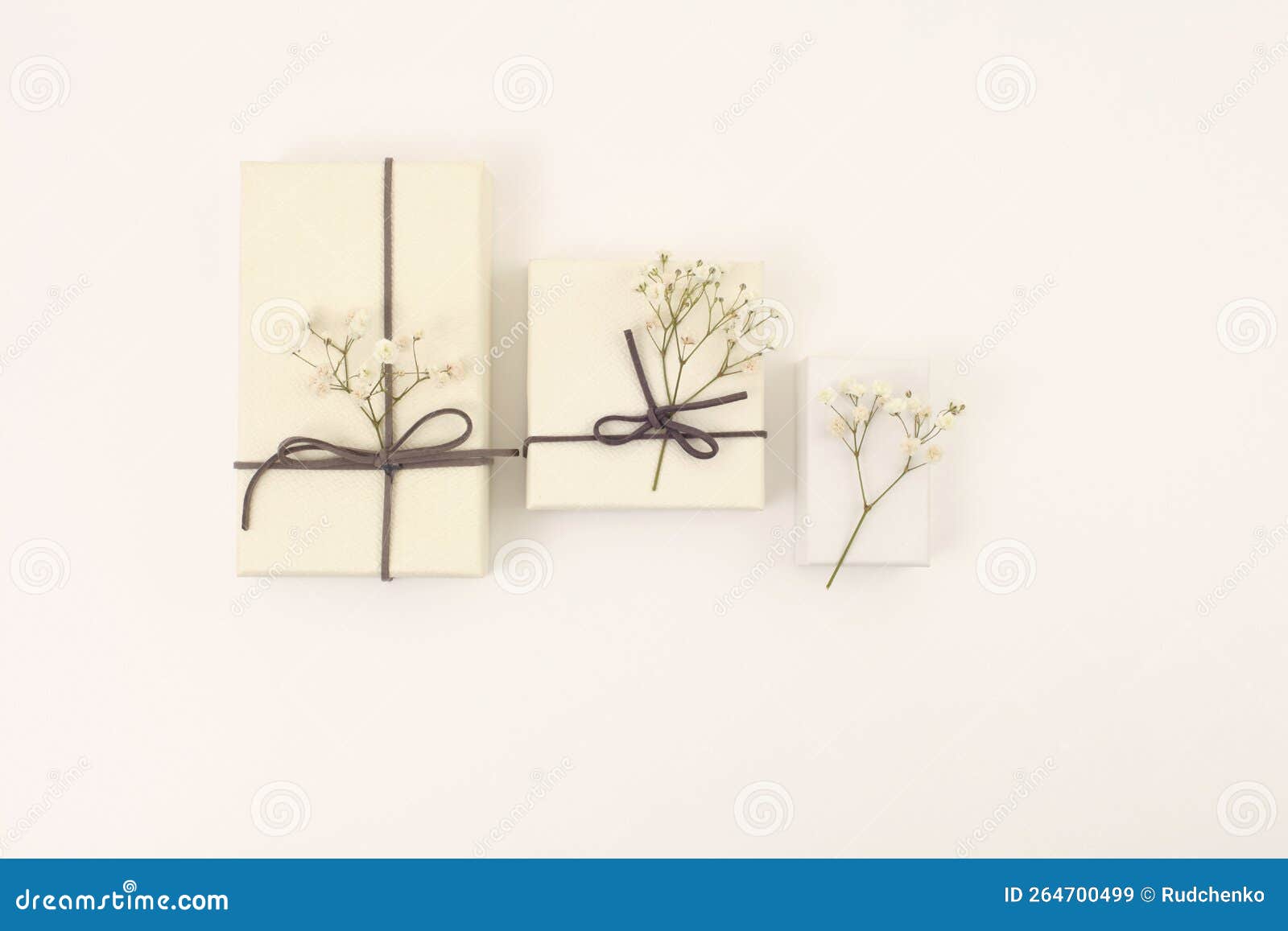 Craft Gift Boxes on Light Beige Background. Copy Space for Text Message ...