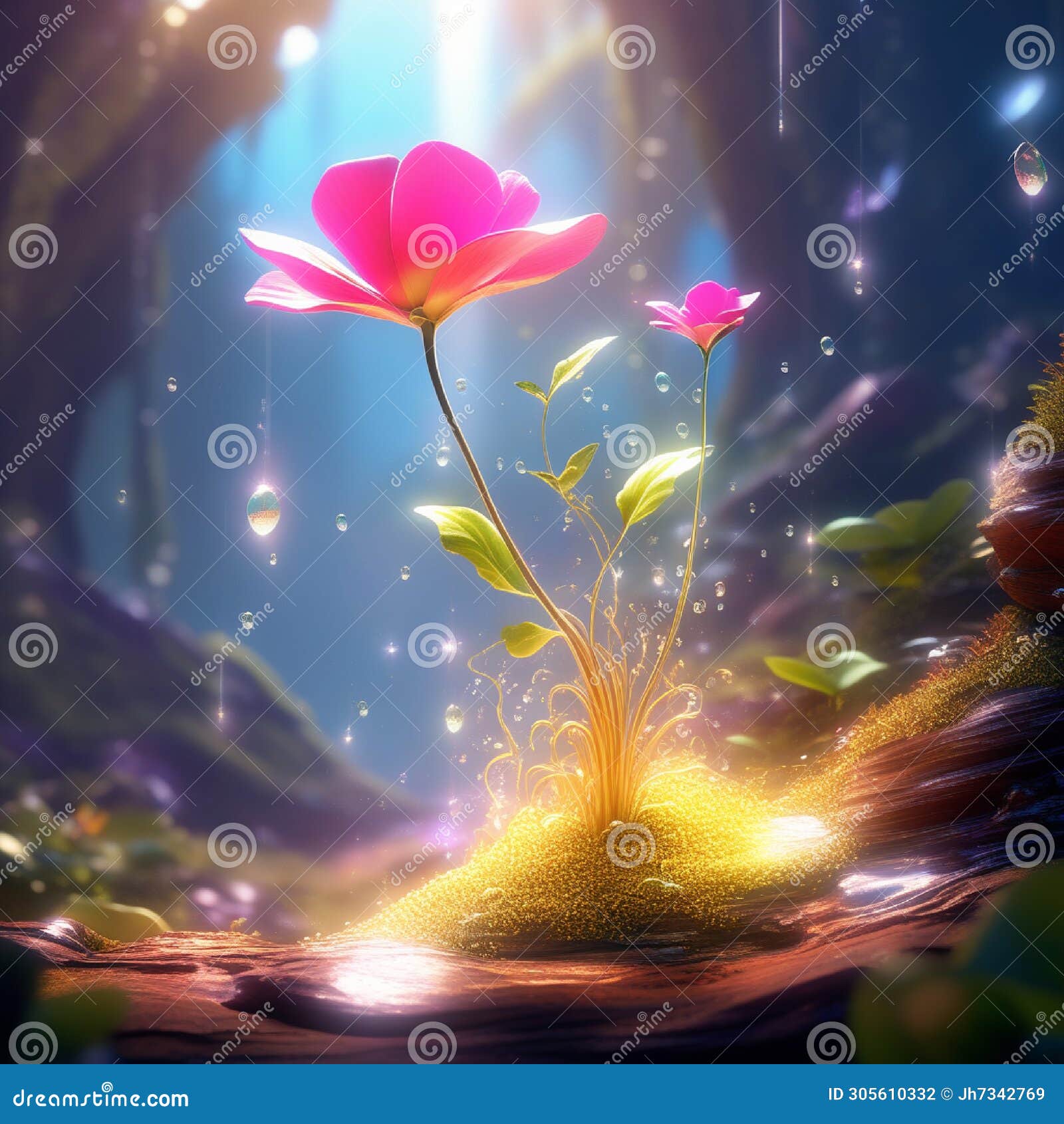 Craft an Imaginative Scene of a Magical Seedling Emerging with ...