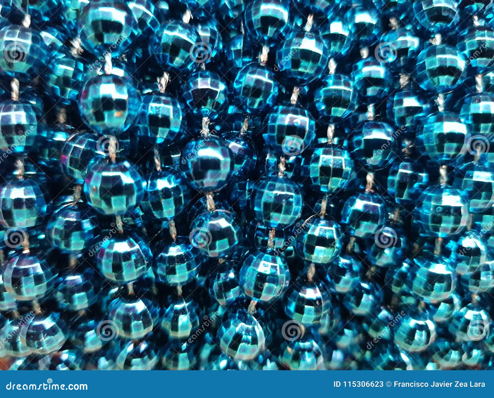 Thin Thread with Plastic Spheres in Bright Blue Color Stock Image ...