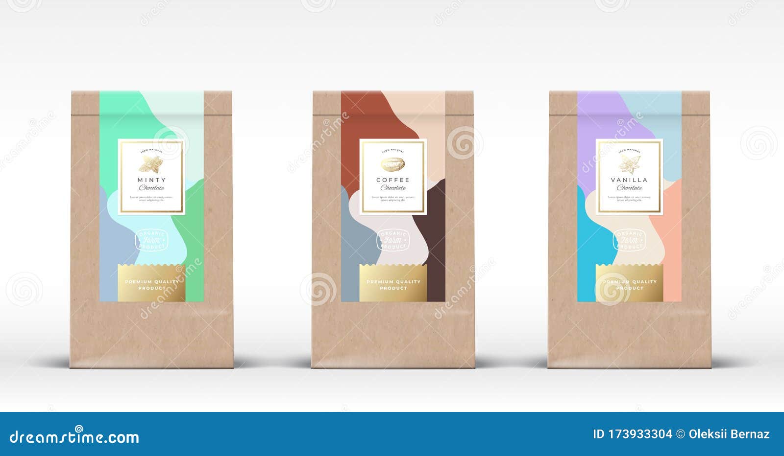 Menthol Chocolate Label Abstract Shapes Vector Packaging Design Layout ...