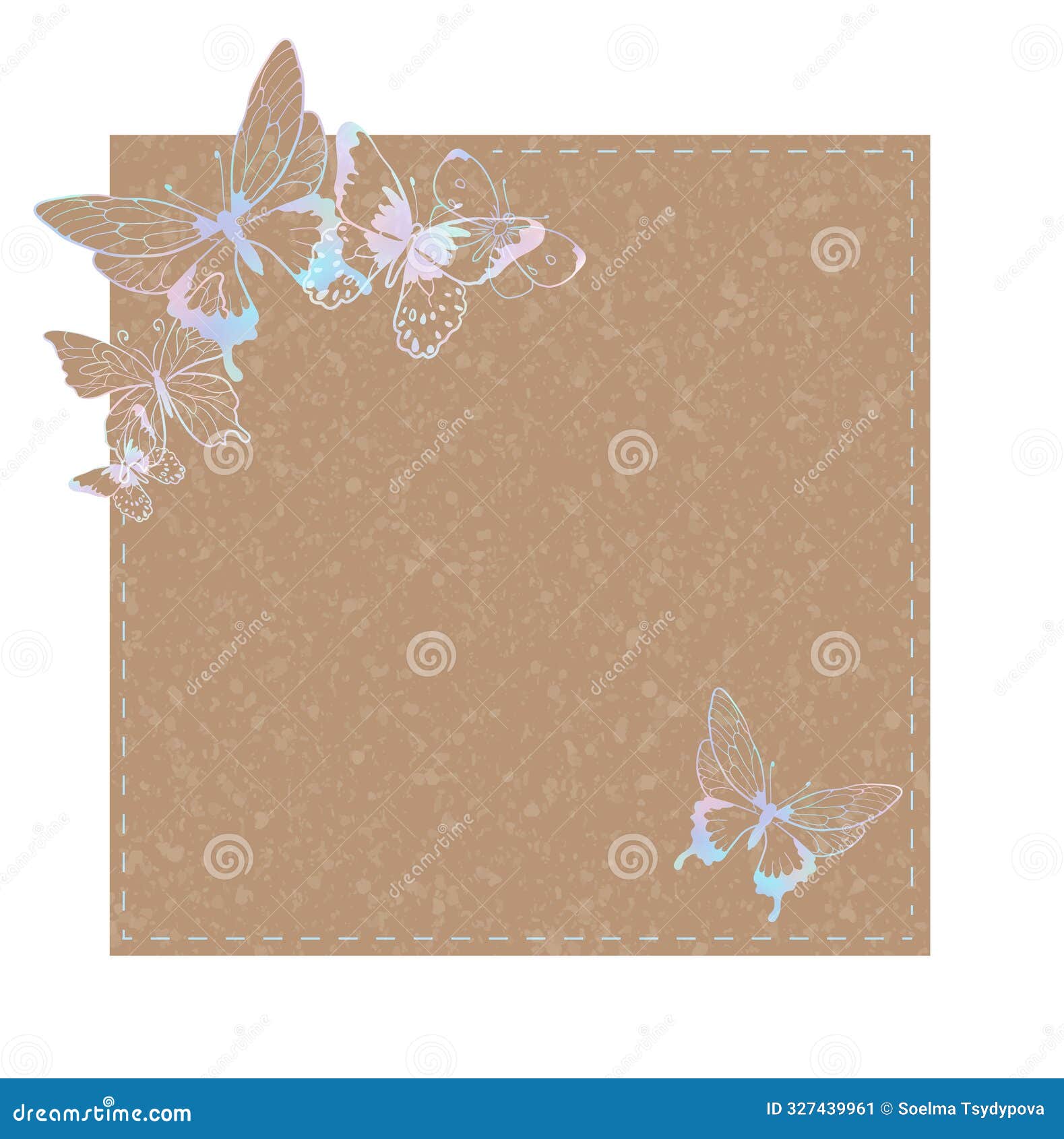 Craft Paper Note List with Texture and Butterflies. Sheet Template for ...
